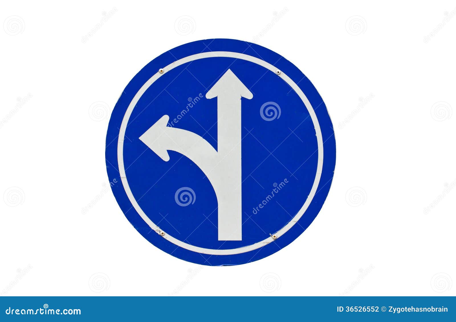 Straight or Left Turn Ahead, Traffic Lane Route Direction. Stock Photo ...