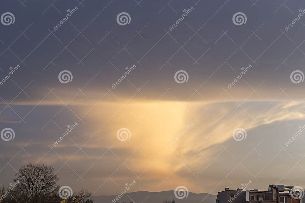 Straight Line Cloud Spliting the Sky Stock Photo - Image of cloudy ...