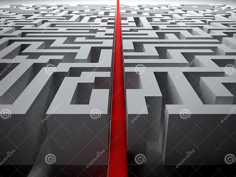 Straight Line through the Maze Stock Illustration - Illustration of ...