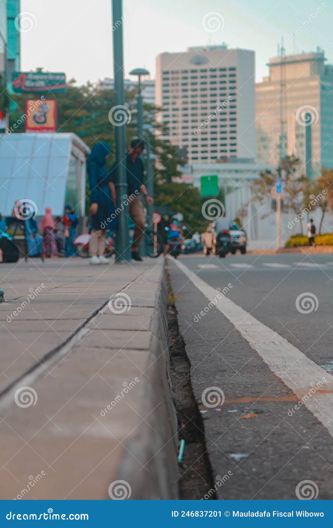 Straight Line Sidewalk with Highway Stock Image - Image of transport ...