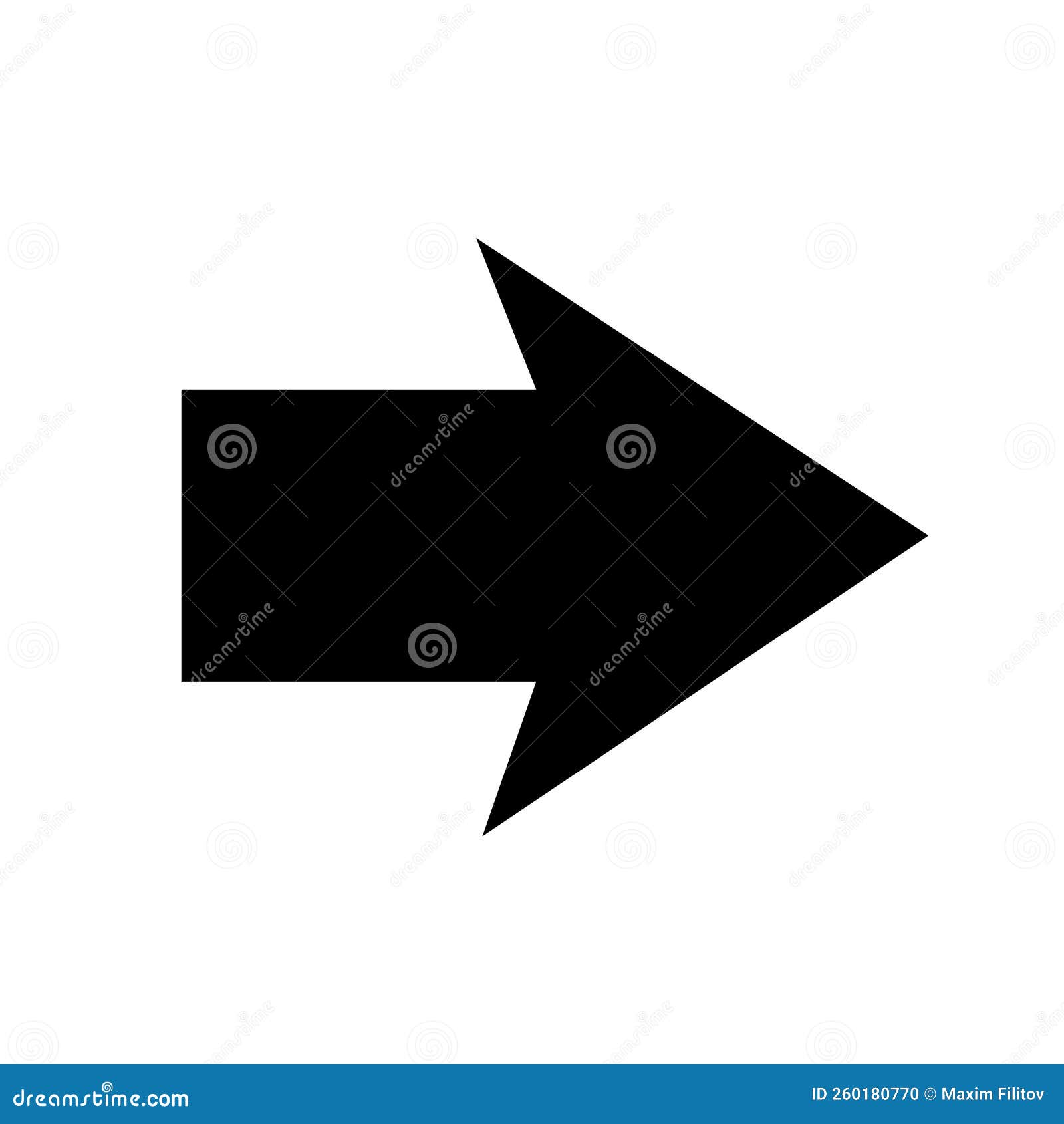 Straight Pointed Arrow Icon. Black Vector Wide Arrow Pointing To the ...