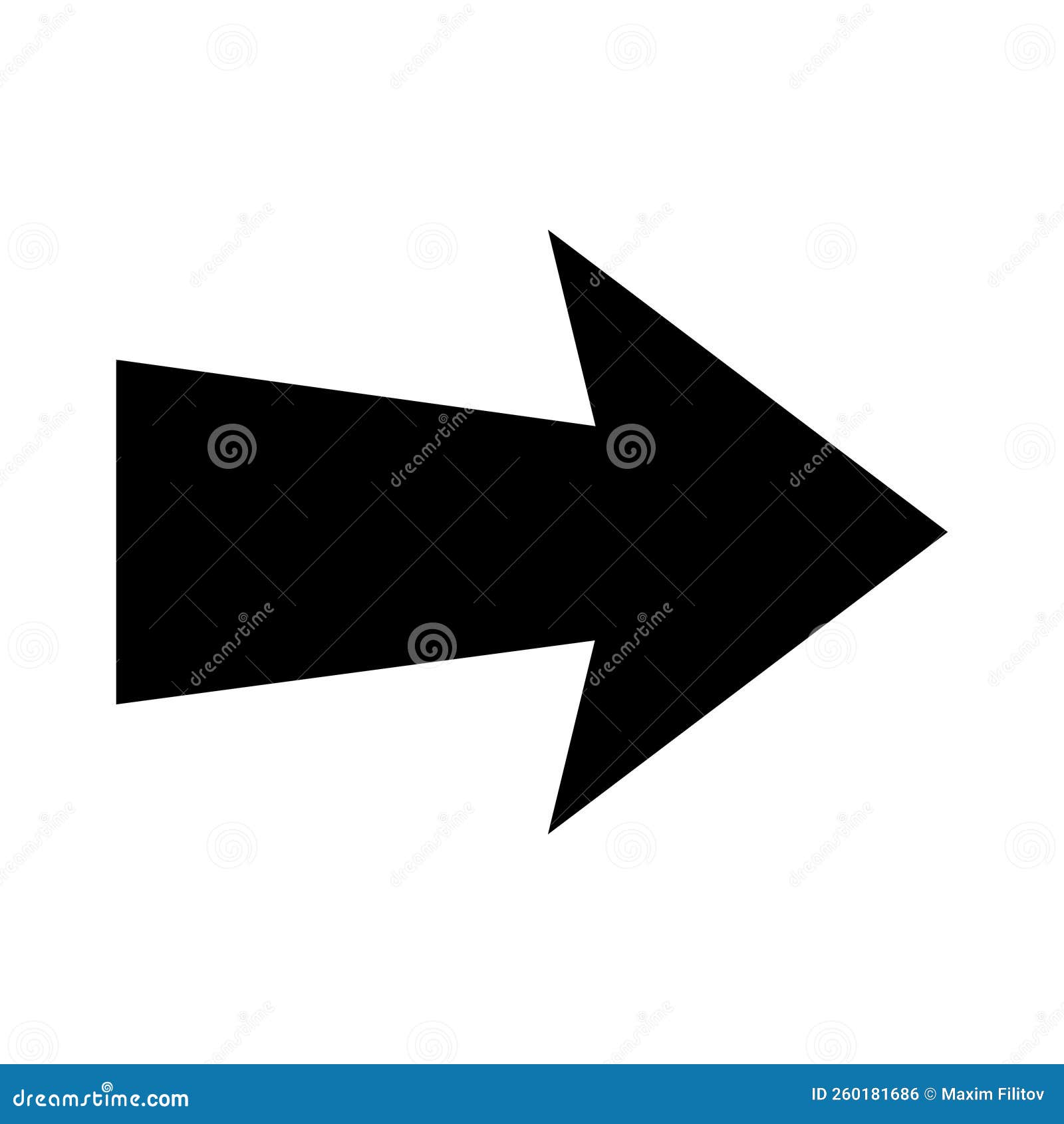 Straight Pointed Arrow Icon. Black Wide Arrow Vector Illustration ...