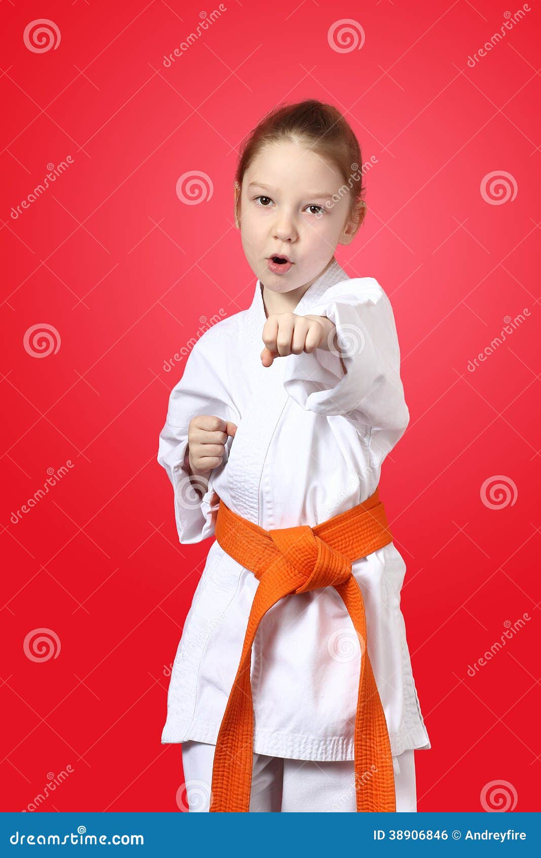 Straight Punch Hand is Doing a Girl in a Kimono Stock Photo - Image of ...