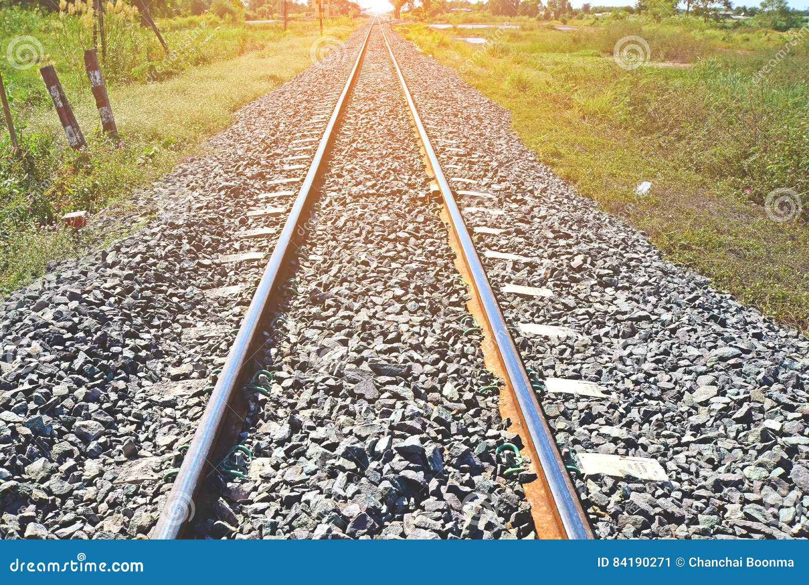 Straight rail train way stock image. Image of iron, horizon - 84190271
