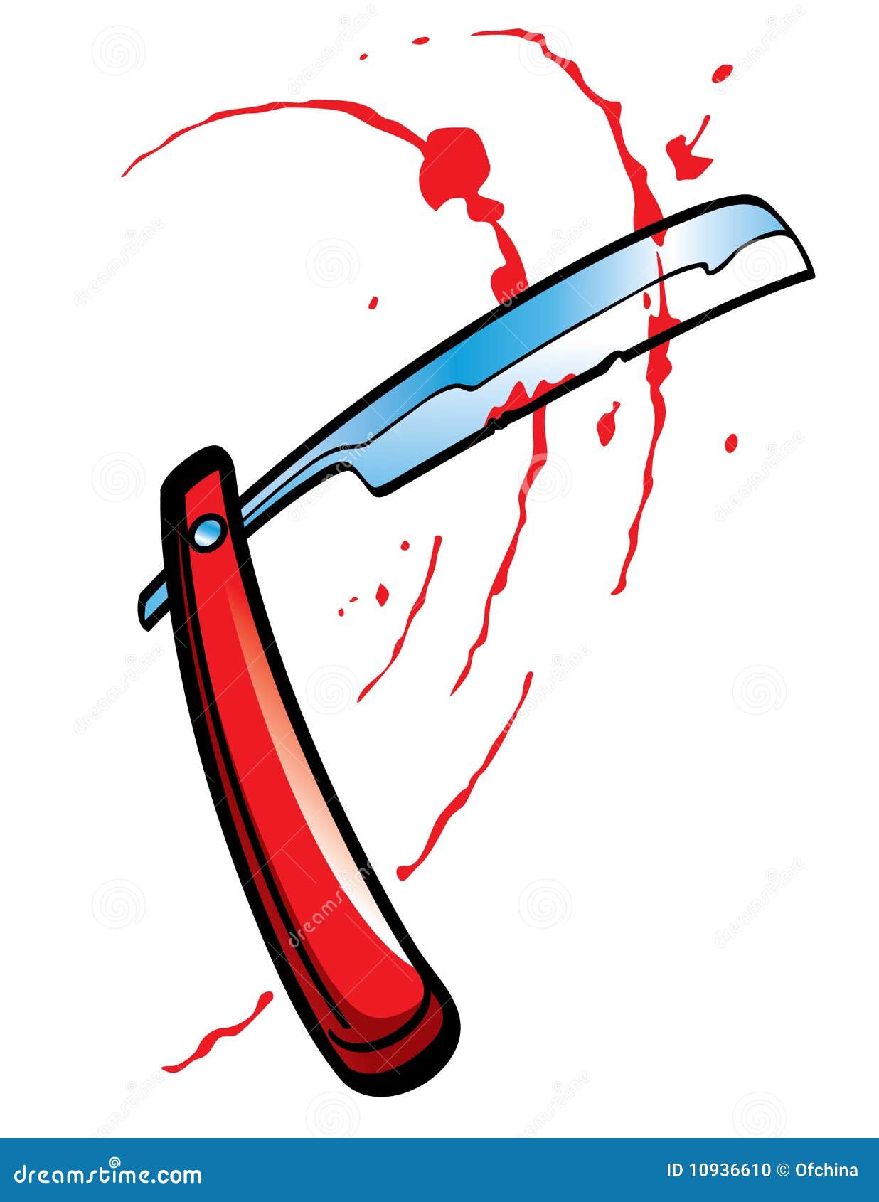 Straight Razor With Ribbon. Barbershop Emblem Template In Retro Style ...