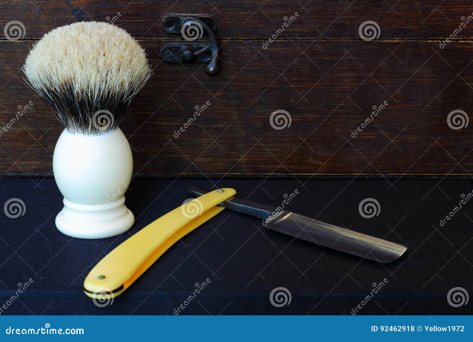 Straight Razor and Brush Composition Stock Photo - Image of cutthroat ...