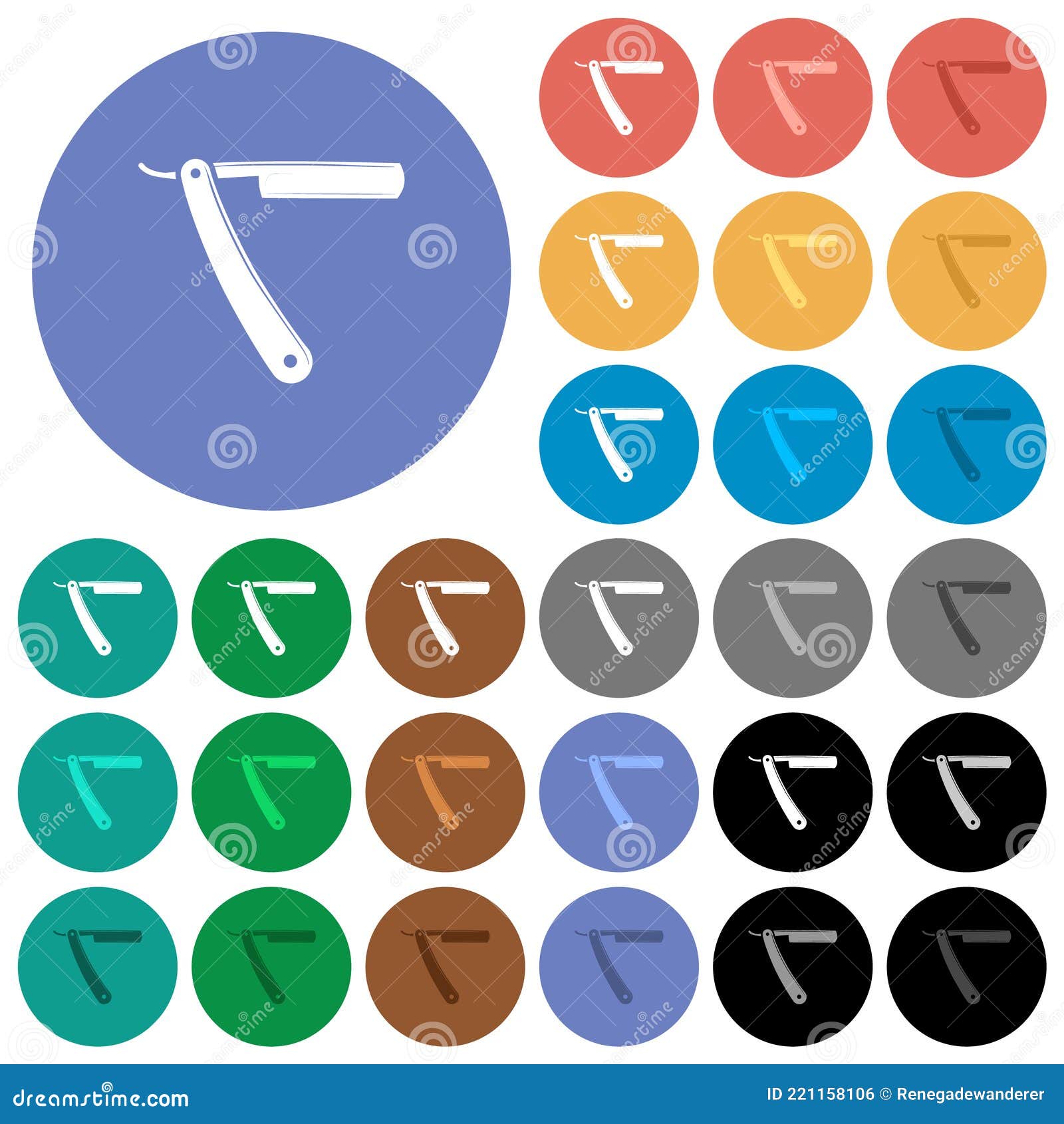 Straight Razor Round Flat Multi Colored Icons Stock Vector ...