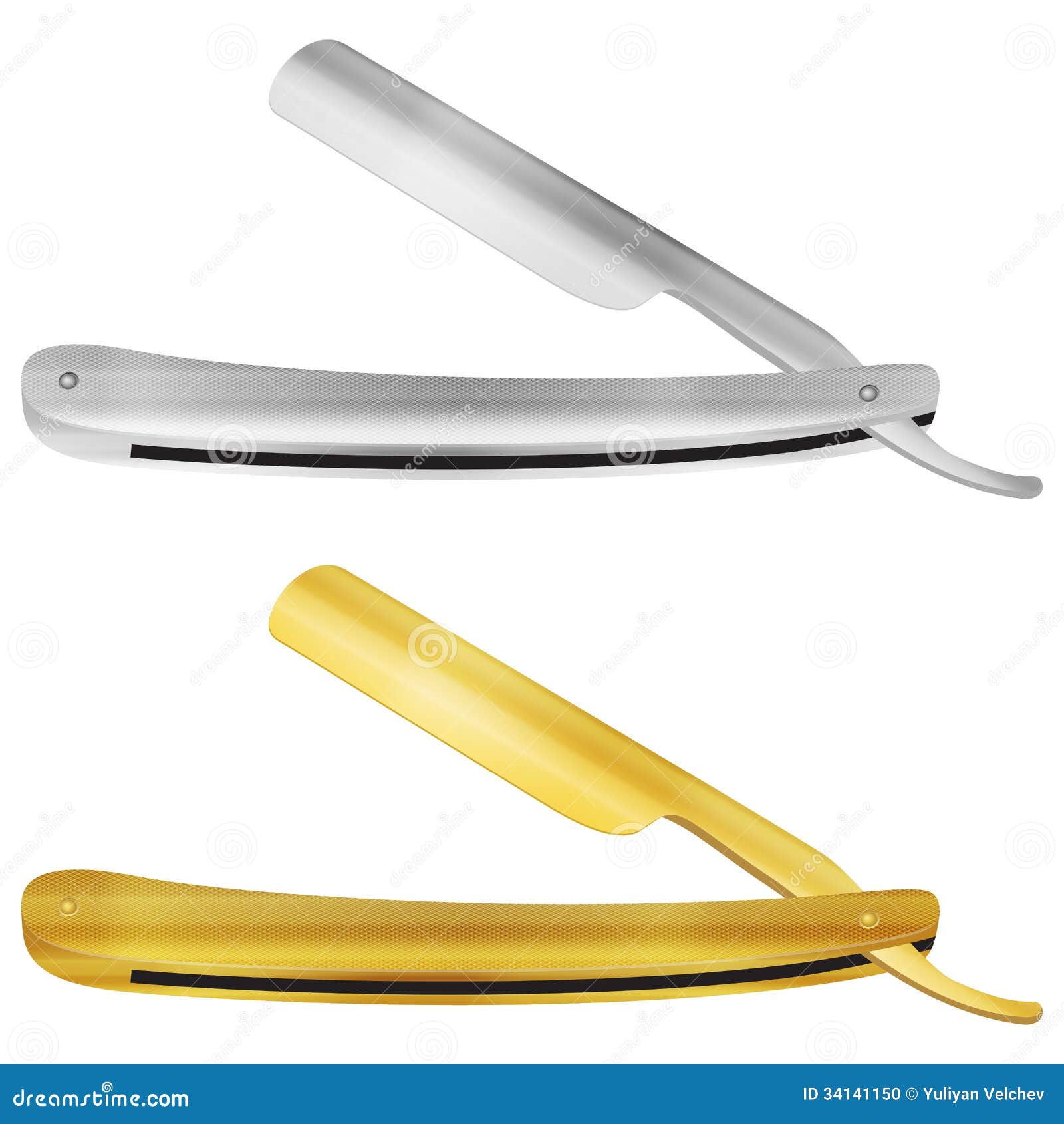 Straight Razor With Ribbon. Barbershop Emblem Template In Retro Style ...