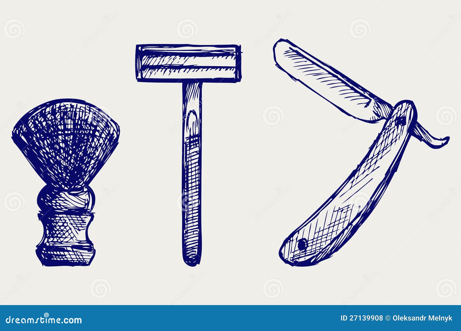 Straight Razor With Ribbon. Barbershop Emblem Template In Retro Style ...