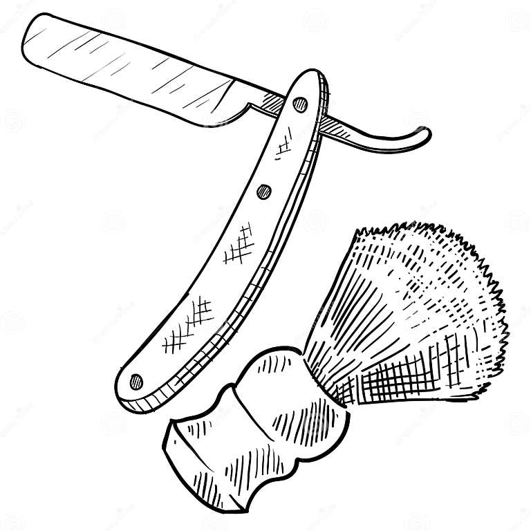 Straight razor sketch stock vector. Illustration of barber - 22595841