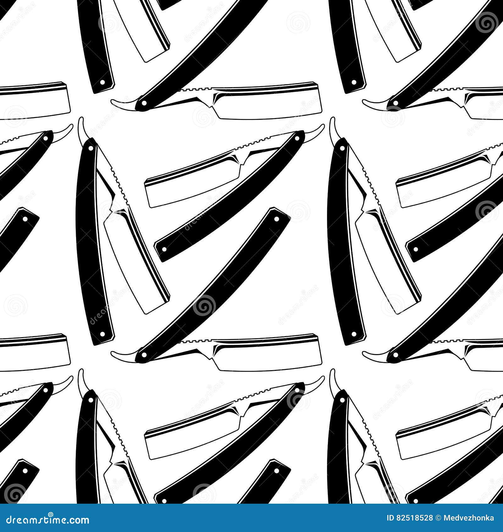 Straight Razors. Seamless Pattern with Shaving Tools Stock Photo ...