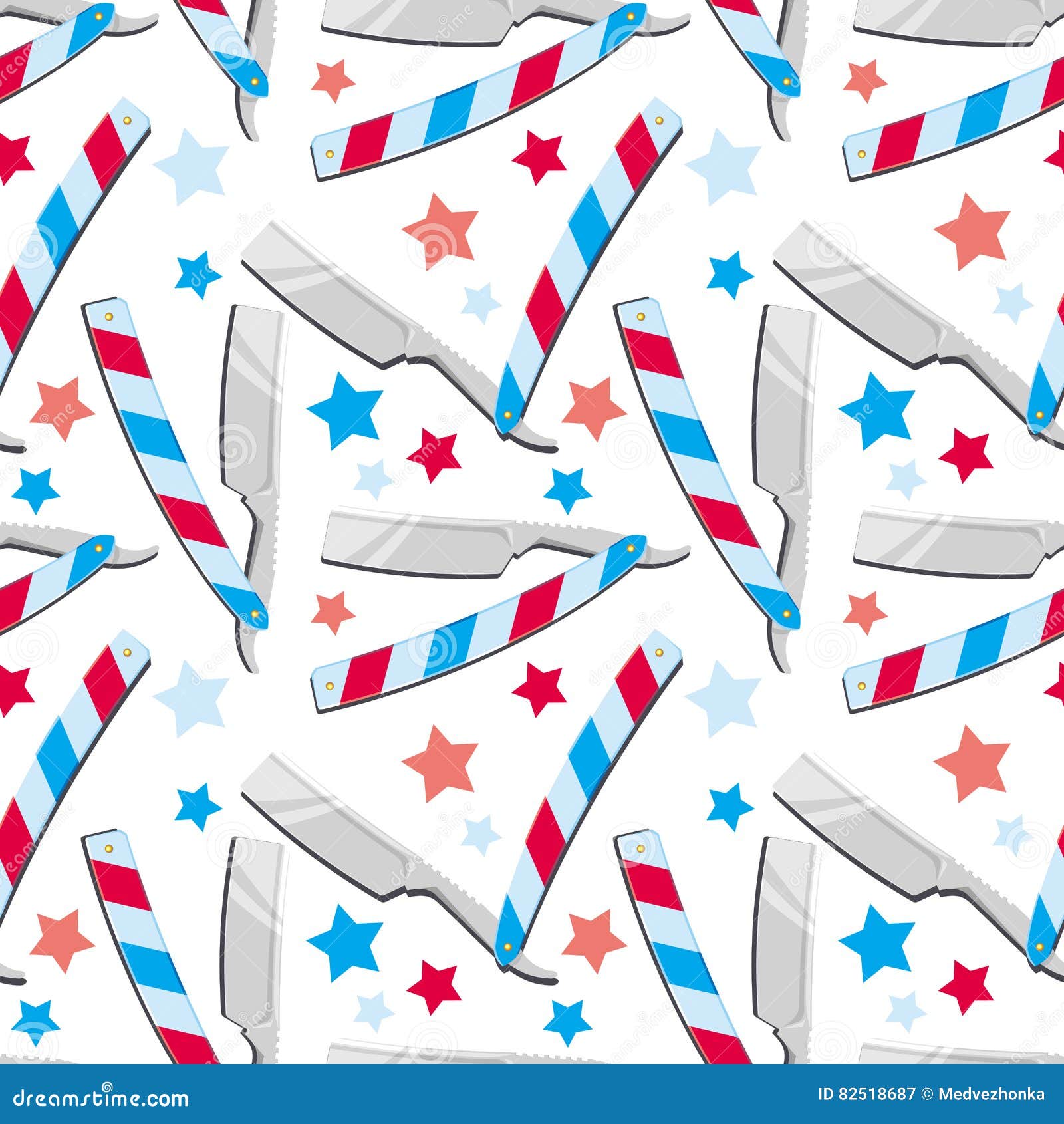 Straight Razors. Seamless Pattern with Shaving Tools Stock Image ...