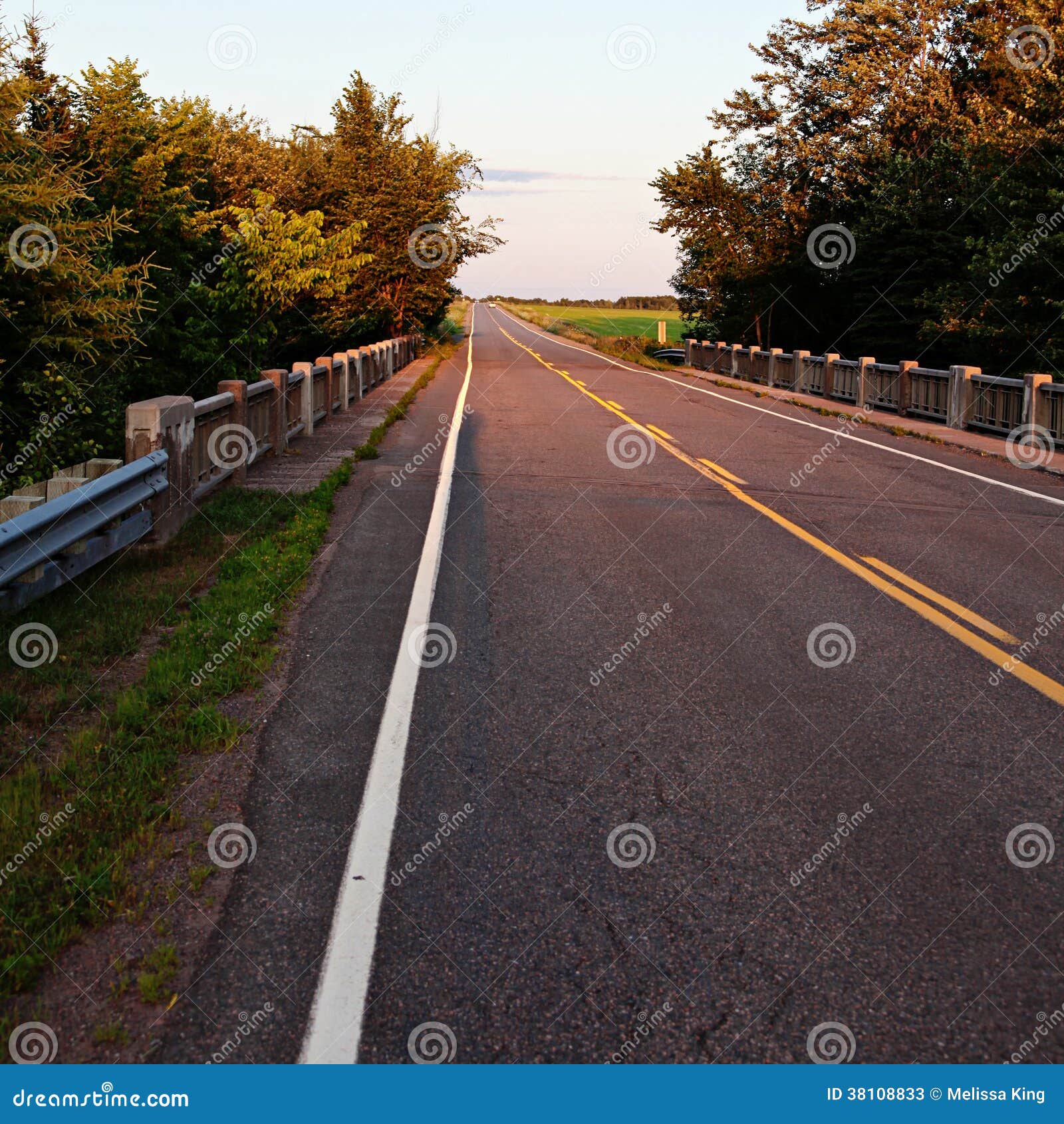 Straight Road Crossing Bridge Stock Image - Image of margins, road ...