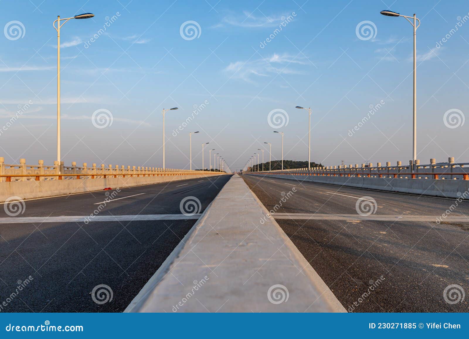 A Straight Road Leading To the Distance on a Bridge Stock Image - Image ...