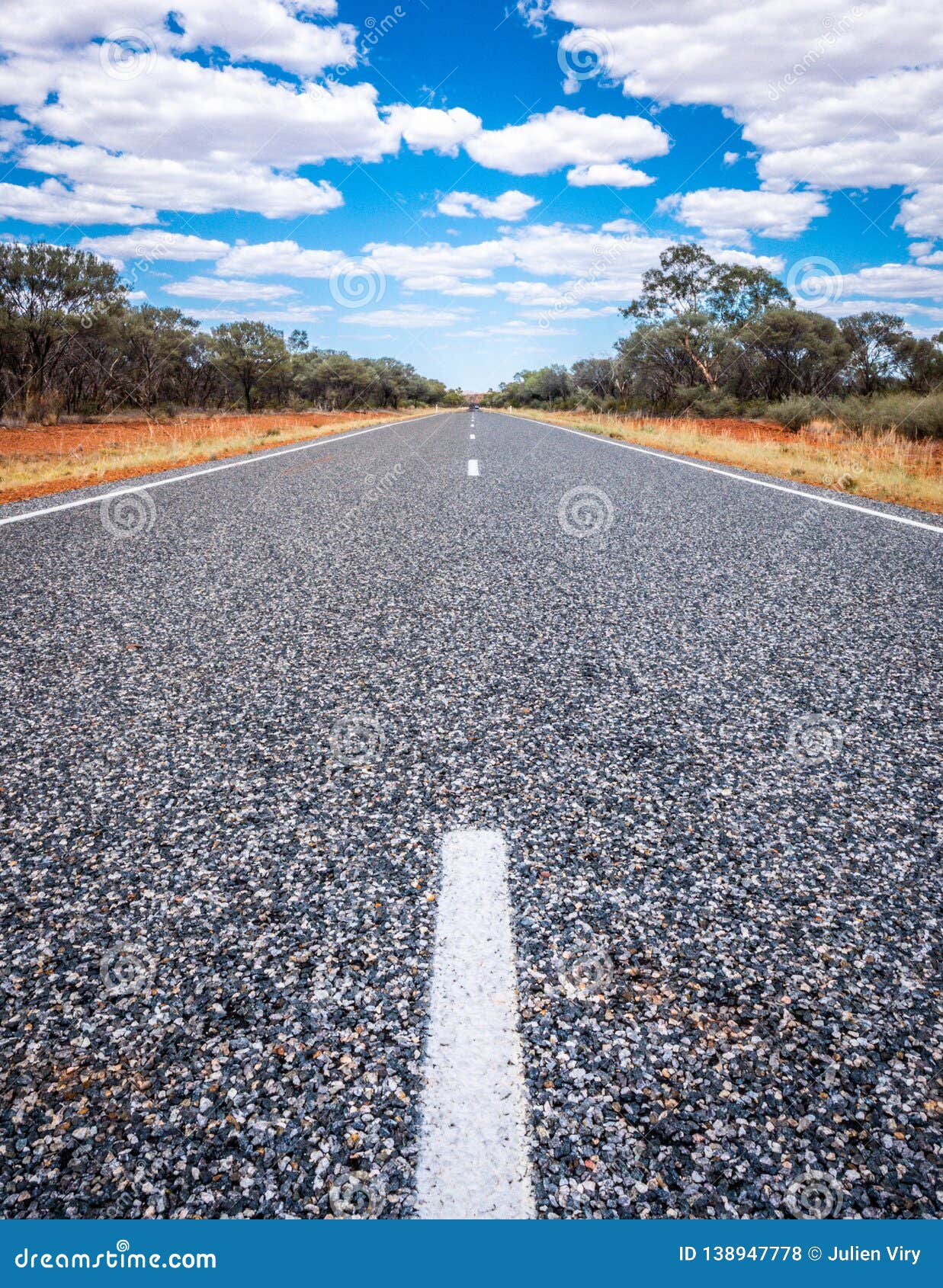 Straight Road with White Lines in Middle of Outback Red Centre ...