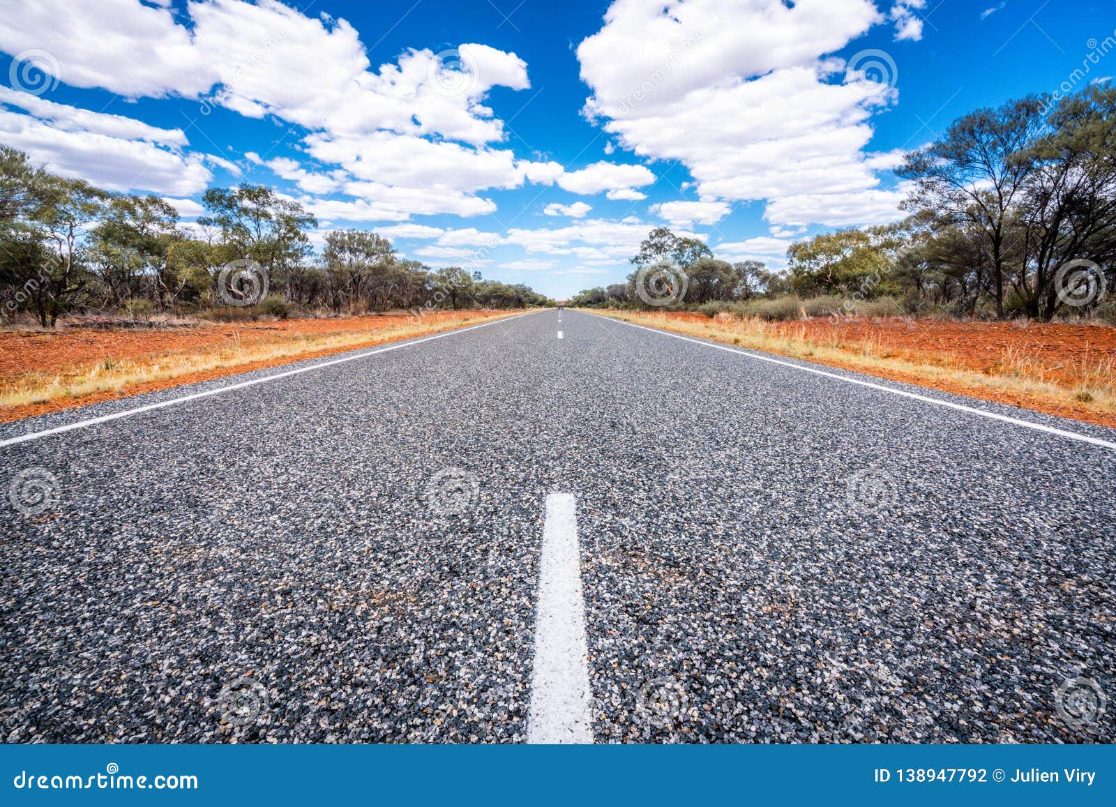 Straight Road with White Lines in Middle of Outback Red Centre ...
