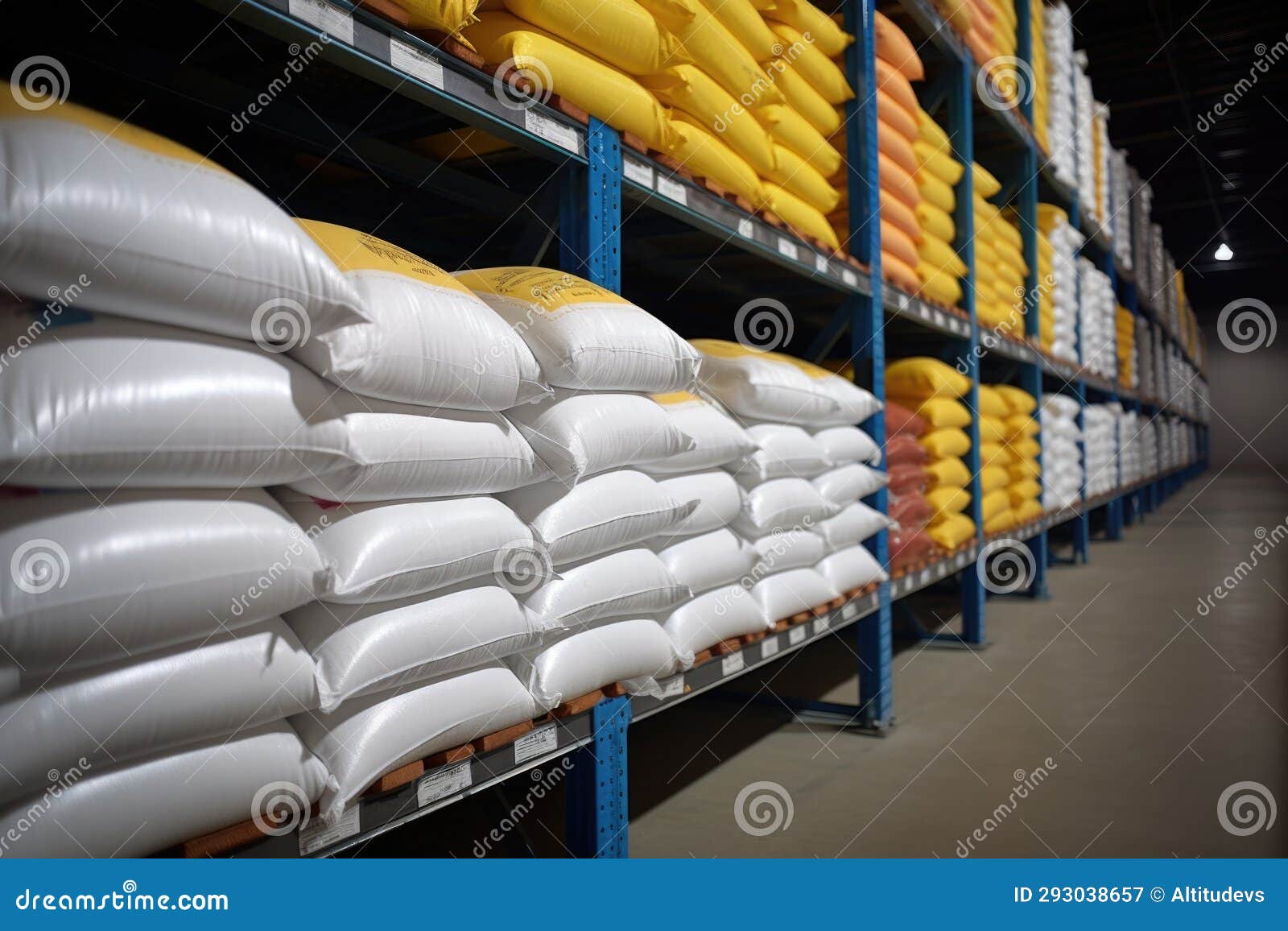 Straight Row of Fertilizer Bags in a Warehouse Stock Image - Image of ...