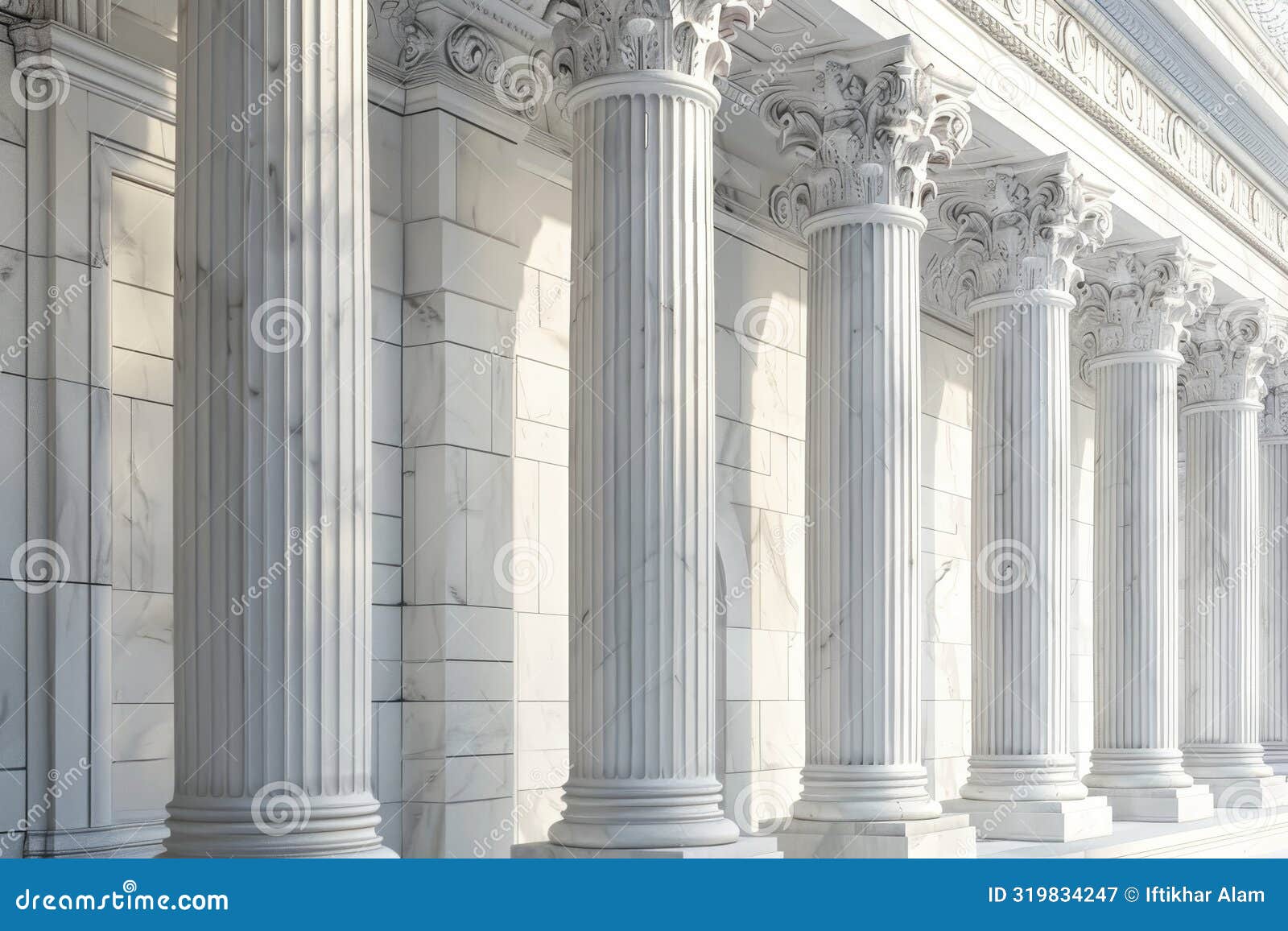 A Straight Row of Marble Columns Standing in Front of a Grand Building ...