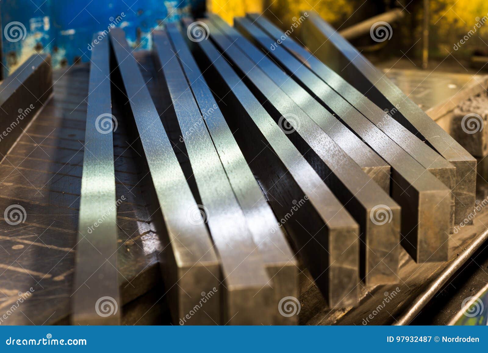 Straight Row of Metal Bars after Grinding. Stock Image - Image of shiny ...