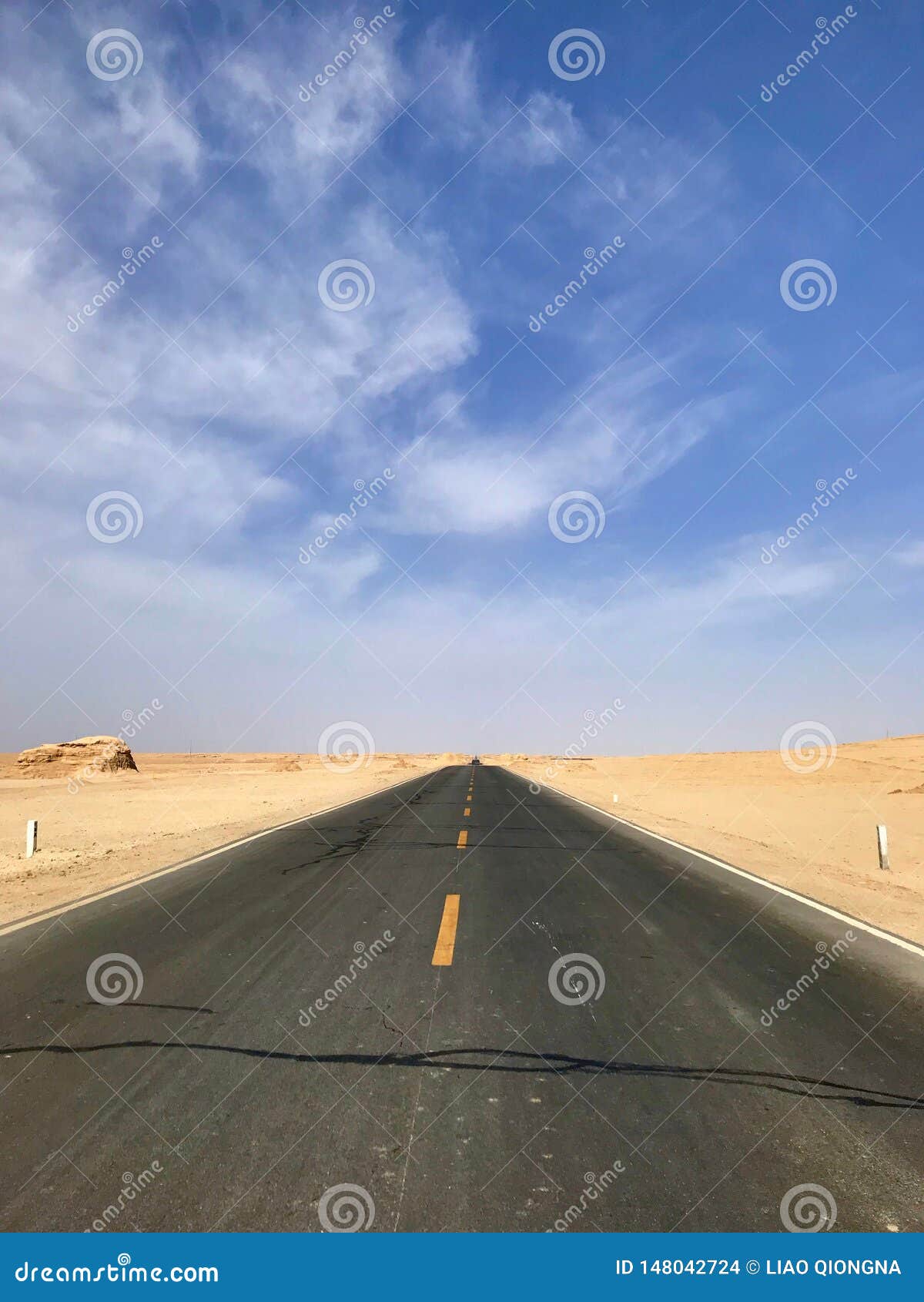The Straight Tar Road, Built between the Desert, Nobody on the Road ...