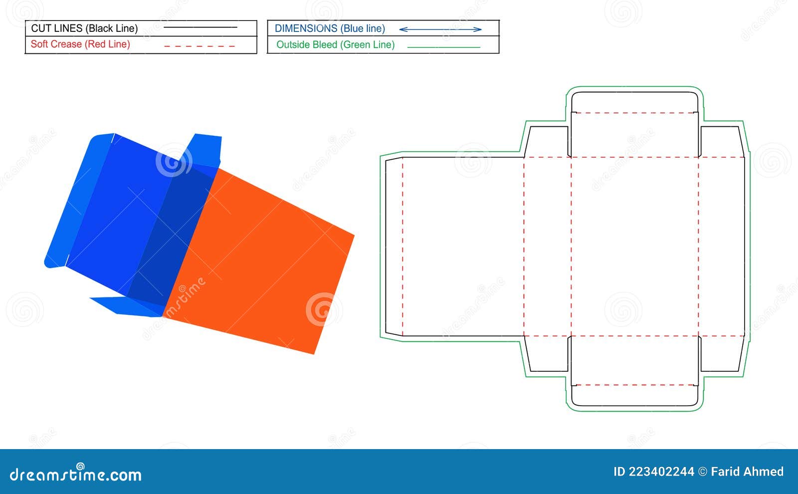 Tuck End Box, Straight Tuck End Box With Product Insert Dieline ...