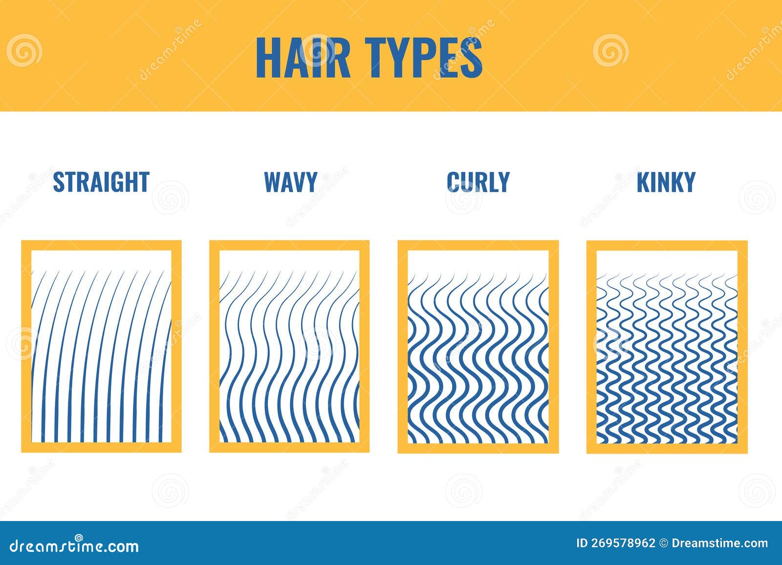 Hair Growth Types Chart Set Of Straigt, Wavy, Curly And Kinky Strands ... Hair Growth Types Chart Set Of Straigt, Wavy, Curly And Kinky Strands ...