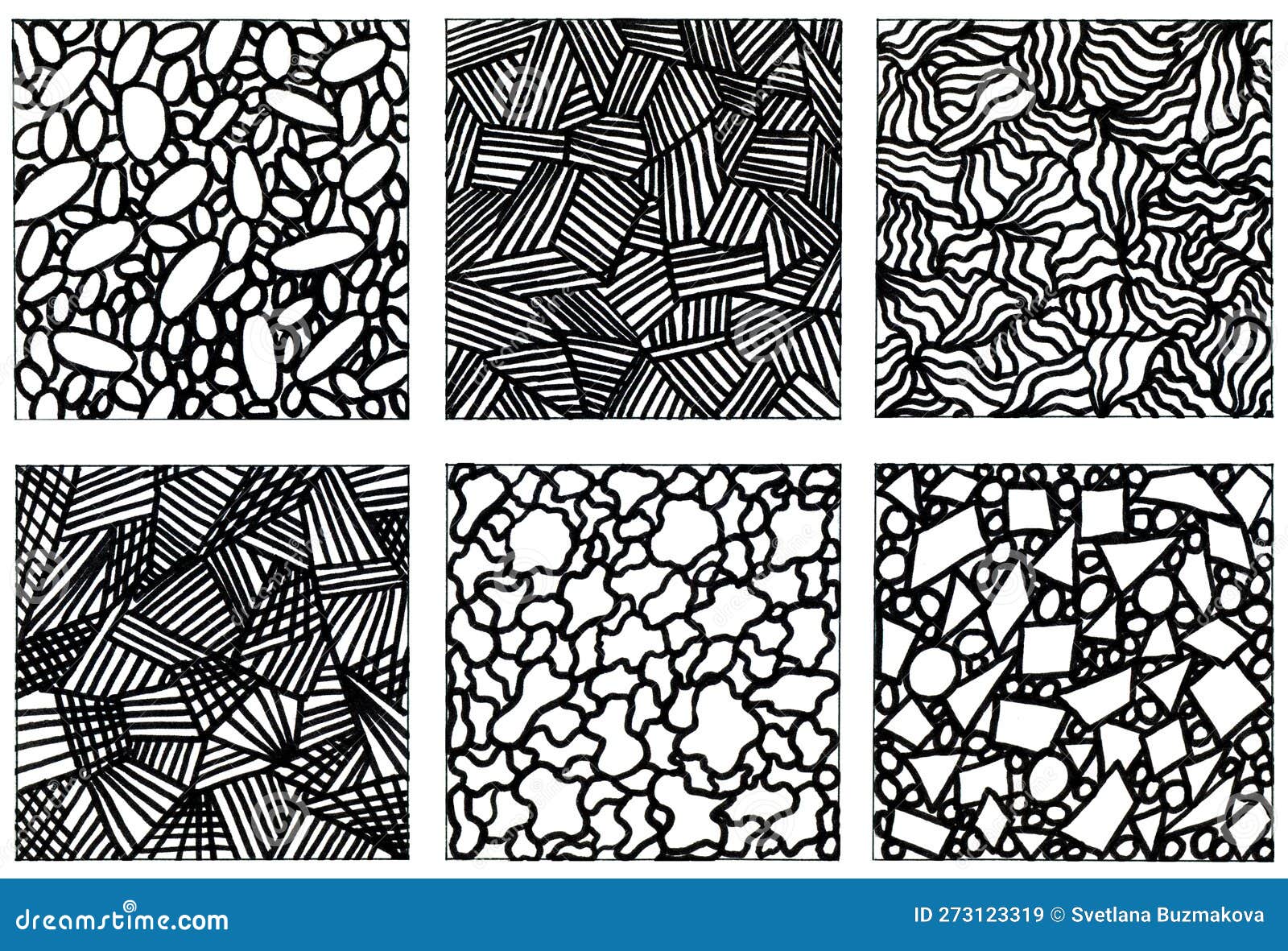 Straight and Wavy Lines, Geometric Shapes Create Mesh Patterns on a ...