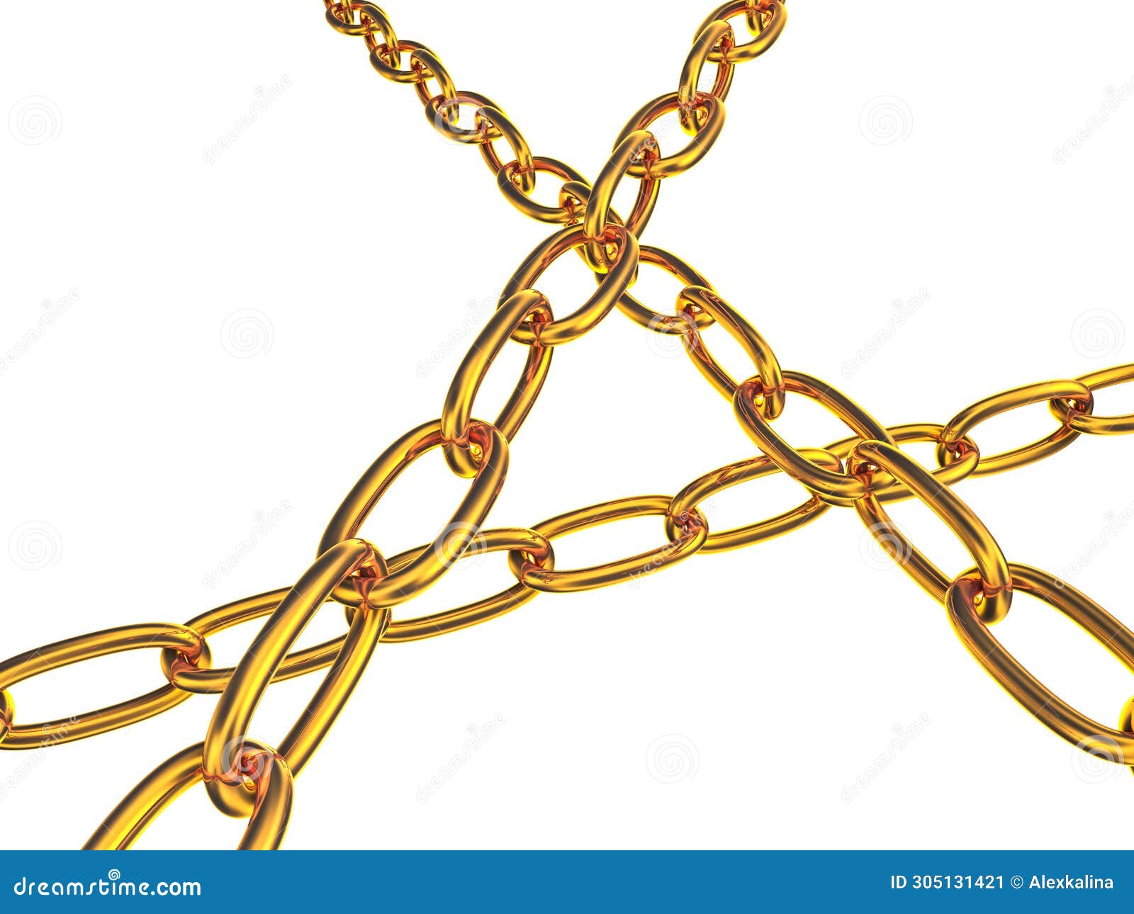 Strained Chains From Metal. Security And Power Concept. Isolated On ...