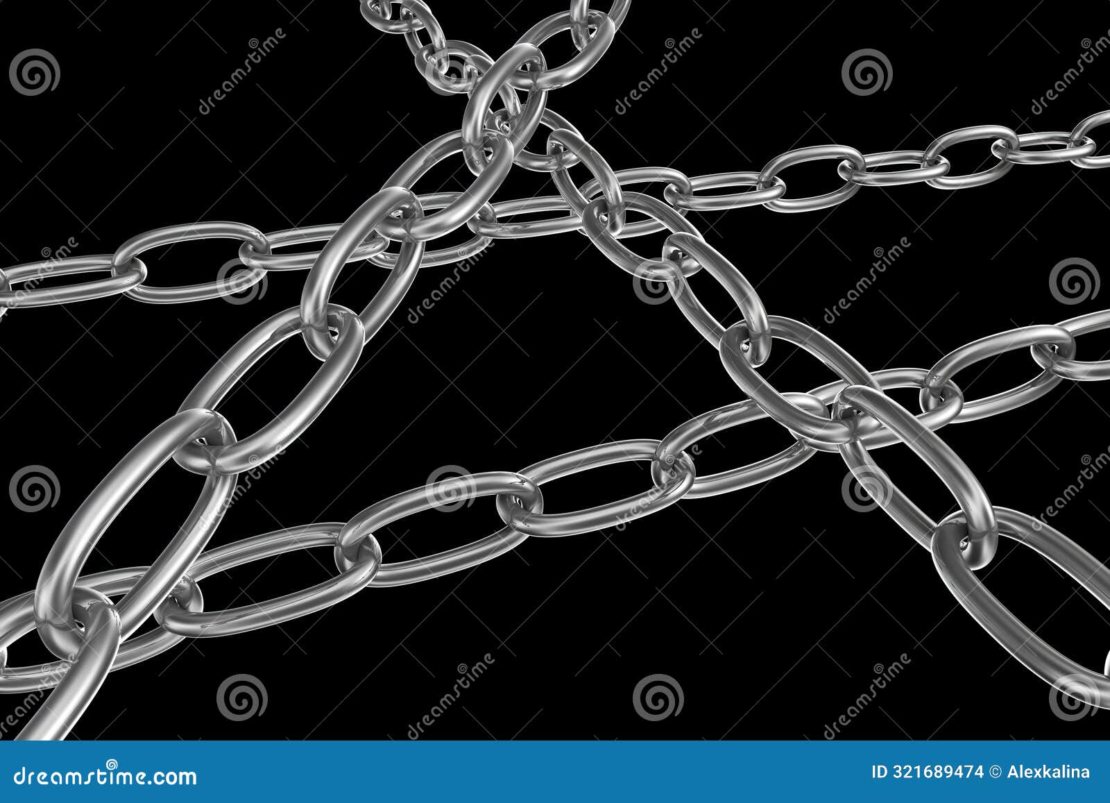 Strained Chains From Metal. Security And Power Concept. Isolated On ...