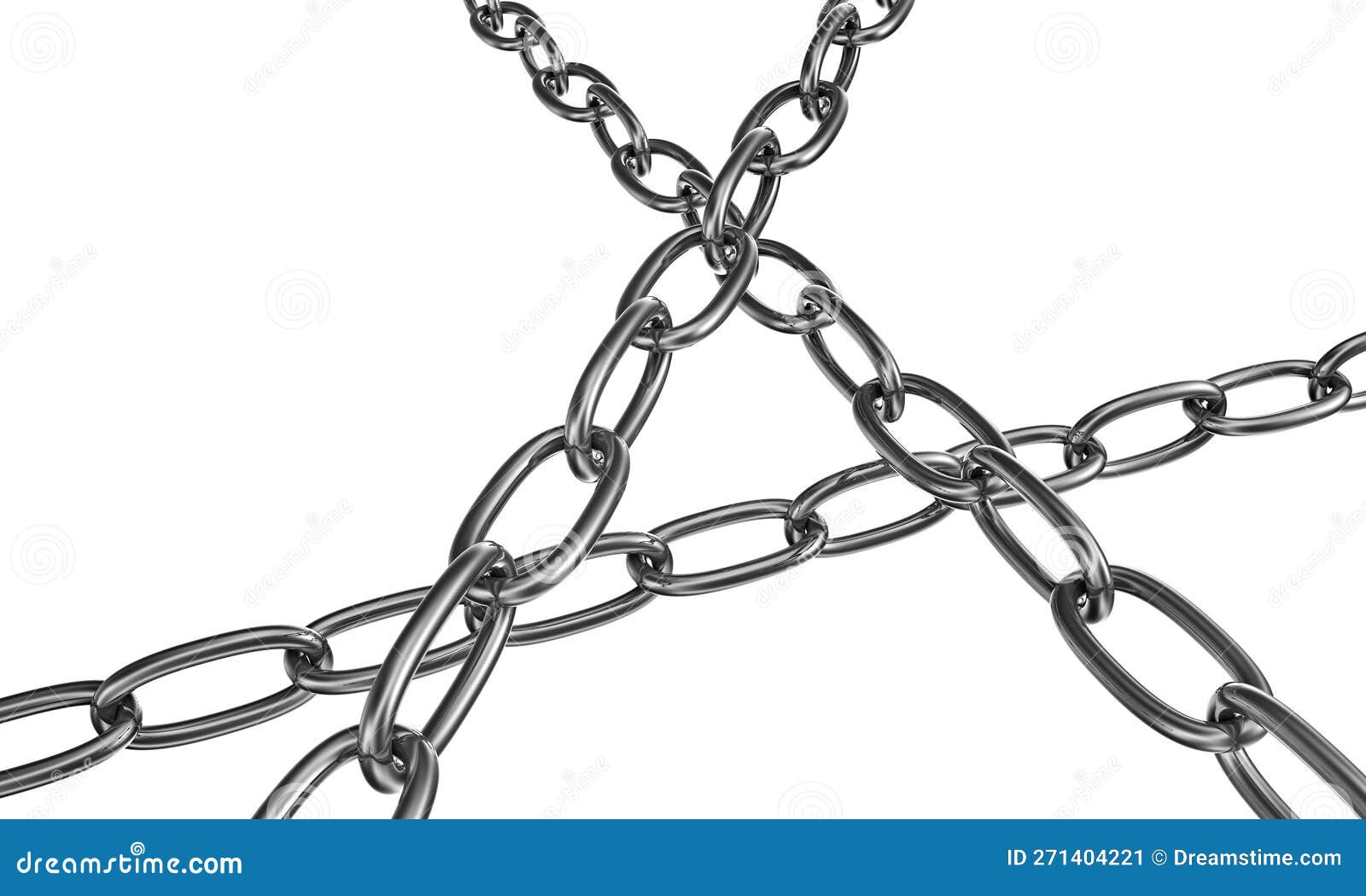 Strained Chains From Silver Metal. Security And Power Concepts ...