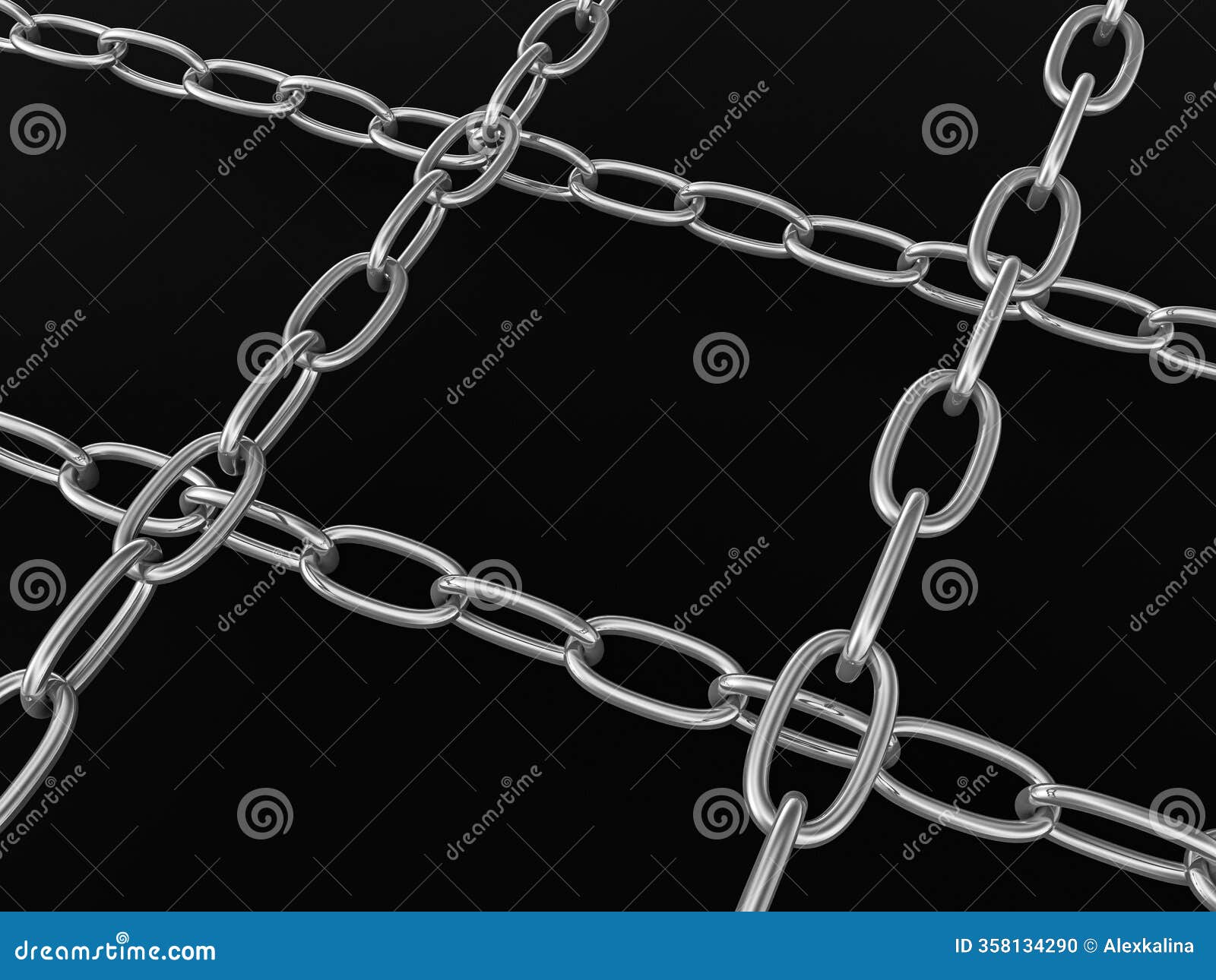 Strained Chains From Silver Metal. Security And Power Concepts ...
