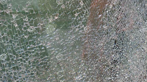 Strained Glass Broken Window from Explosion Splinter. Shattered Glass ...