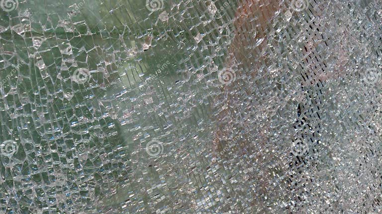 Strained Glass Broken Window from Explosion Splinter. Shattered Glass ...