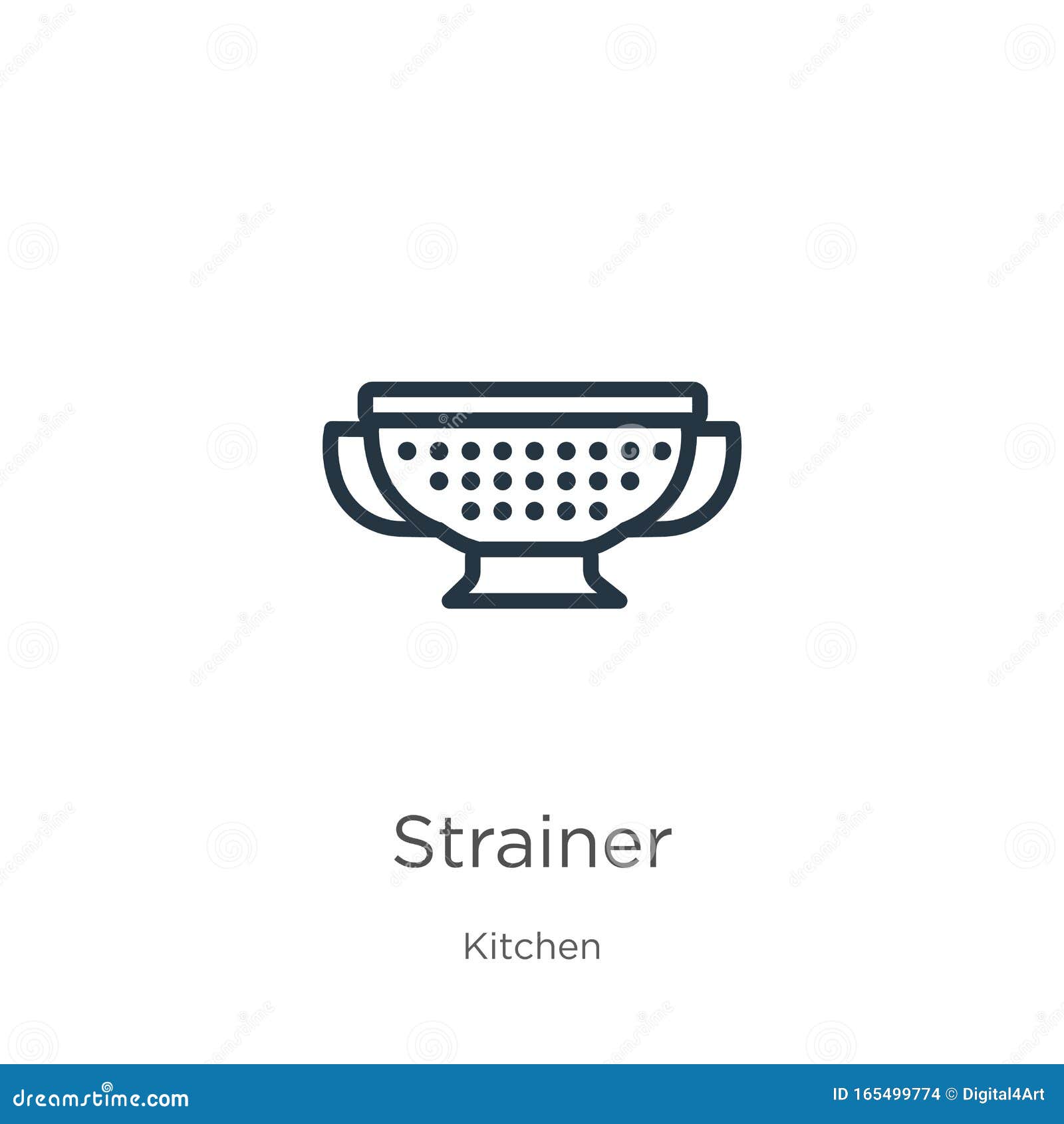 Strainer Icon. Thin Linear Strainer Outline Icon Isolated on White ...