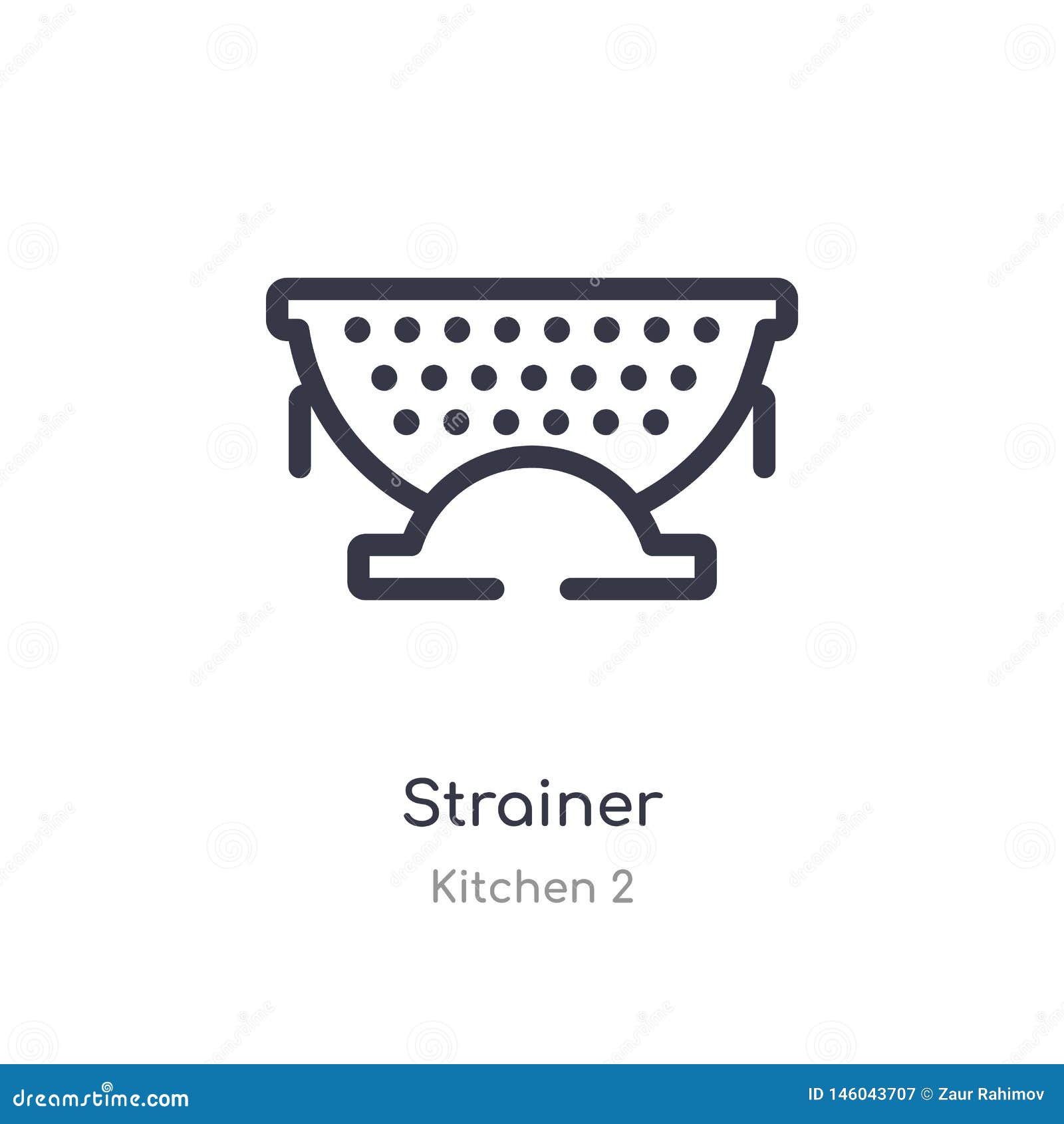 Strainer Outline Icon. Isolated Line Vector Illustration from Kitchen 2 ...