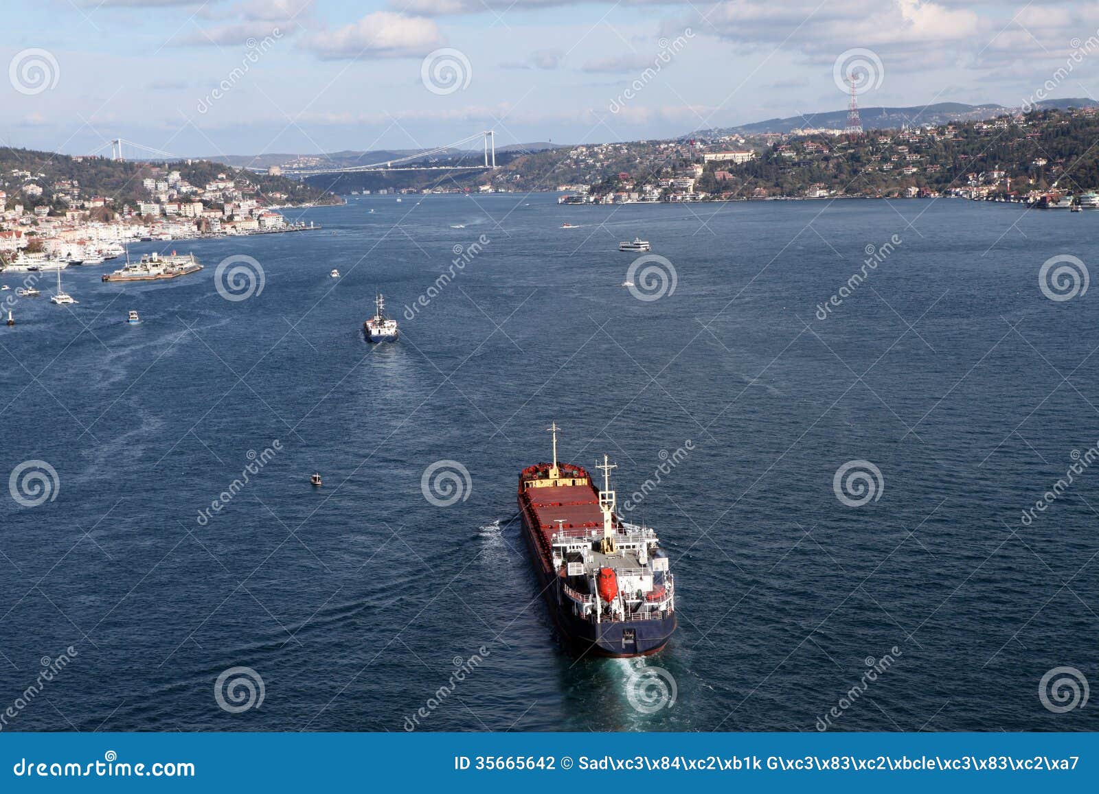 Strait of Bosphorus stock photo. Image of flag, holiday - 35665642