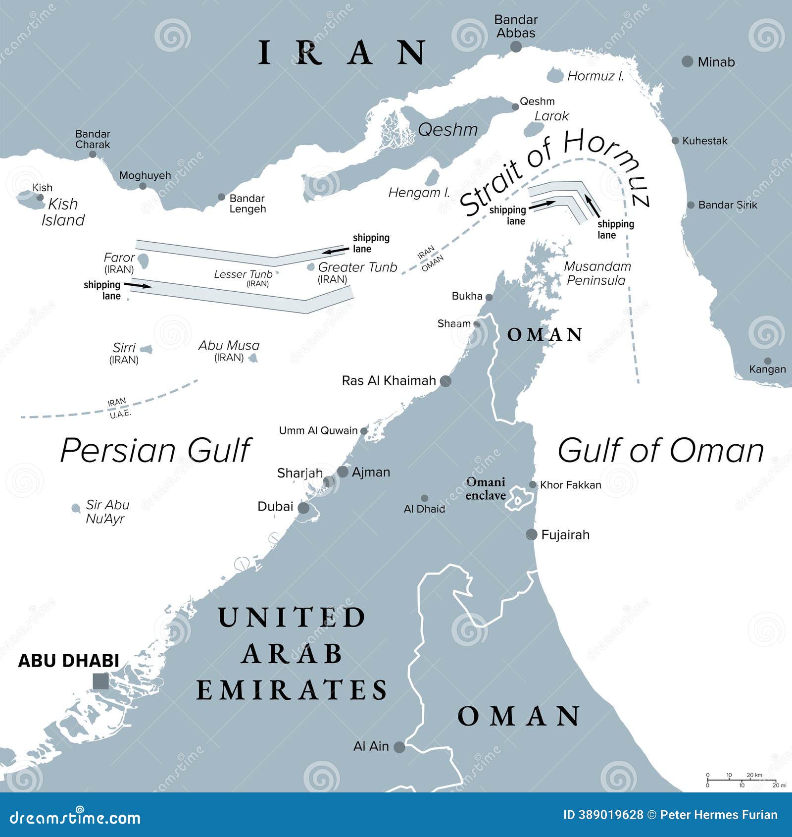 The Map Of Strait Of Hormuz With Text, Textless Royalty-Free Stock ...