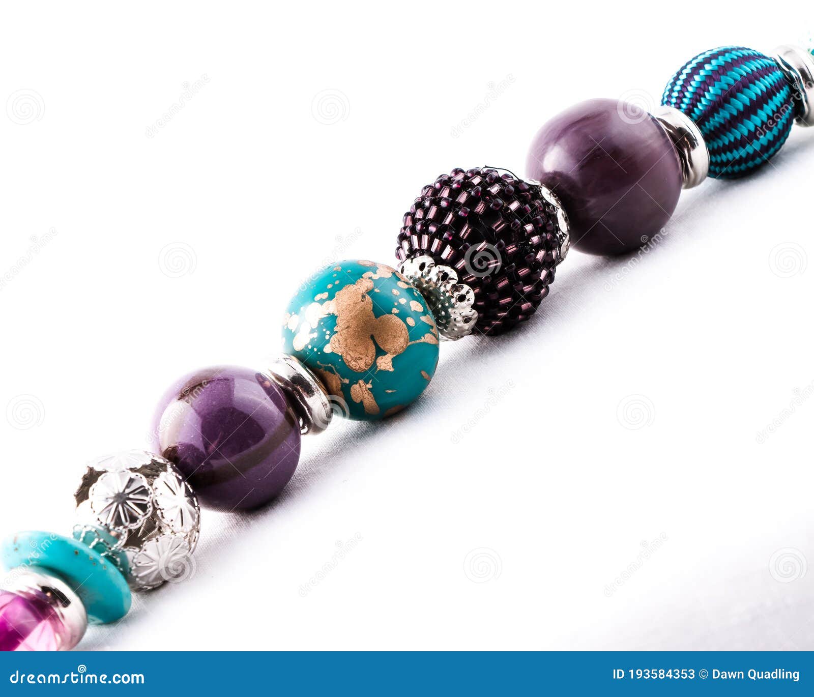 Strand of Chunky Coloured Beads Laid Diagonally Across Image Stock ...