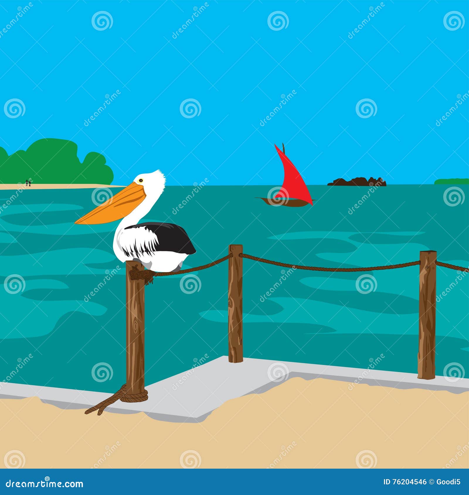 Strand illustration stock abbildung. Illustration von himmel - 76204546