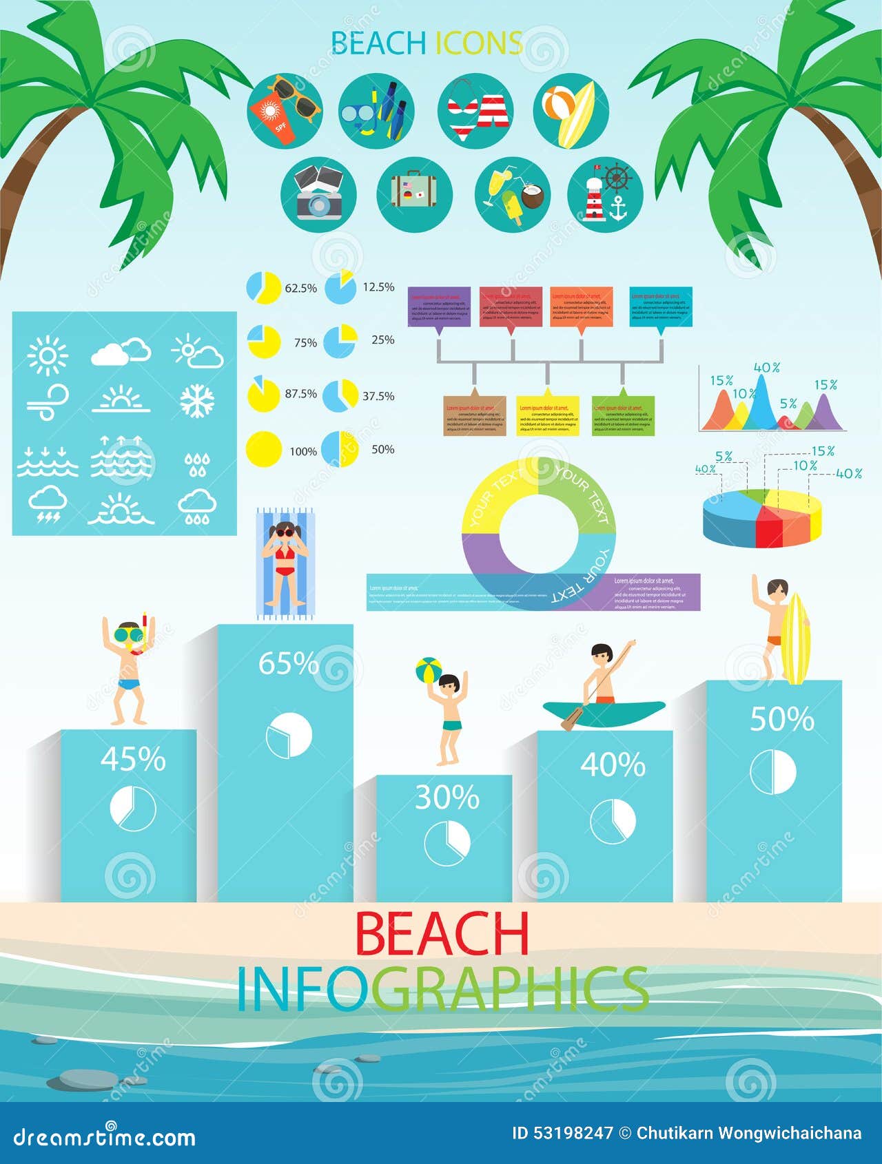 Strand infographics vektor abbildung. Illustration von kreativ - 53198247