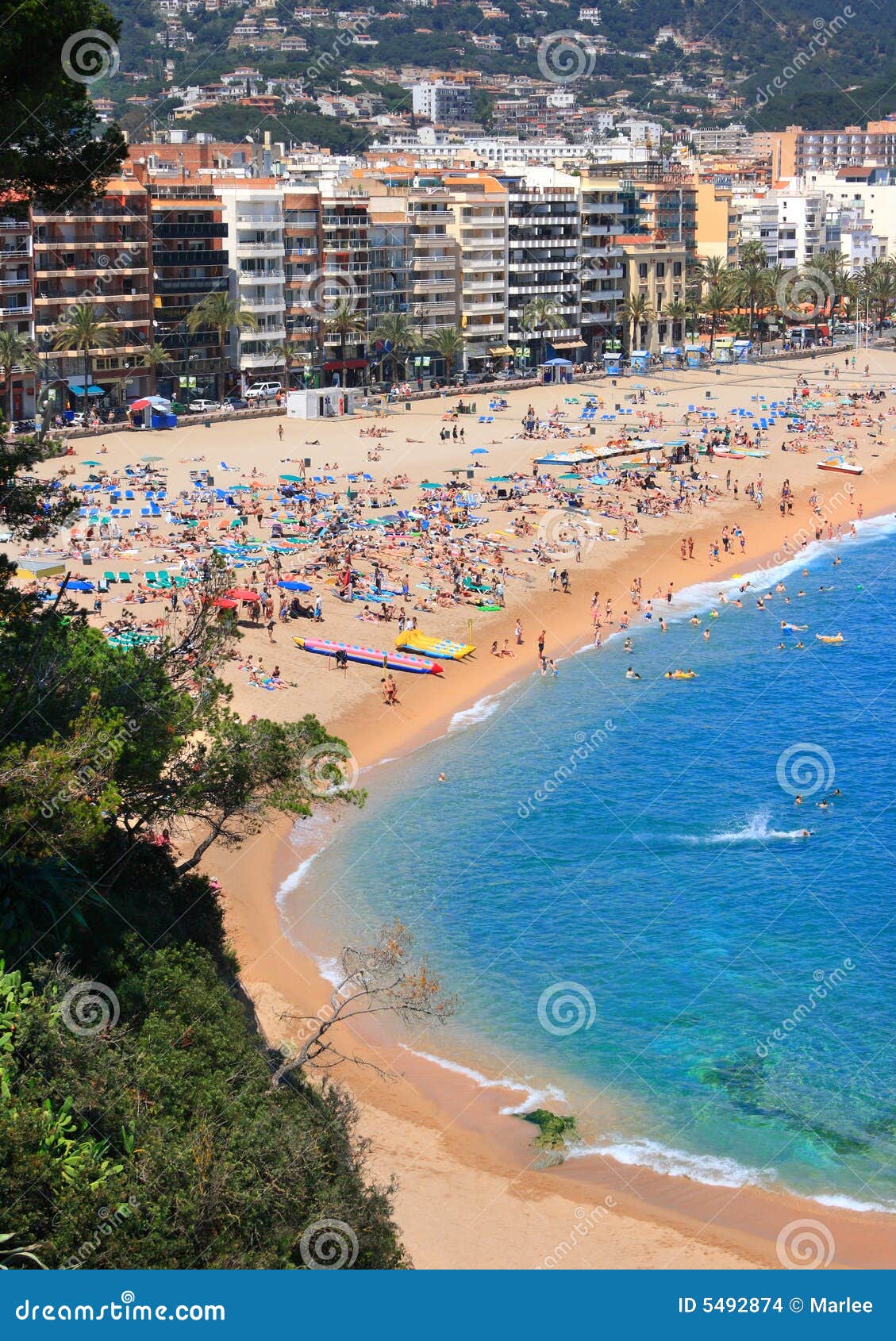 Strand Lloret De-Mrz (Costa Brava, Spanien) Stockfoto - Bild von sommer ...