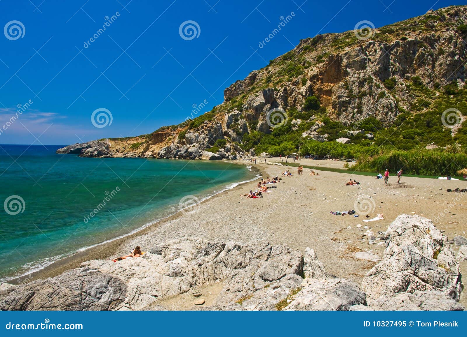 Strand Preveli, Kreta Griekenland Stock Afbeelding - Image of kust ...