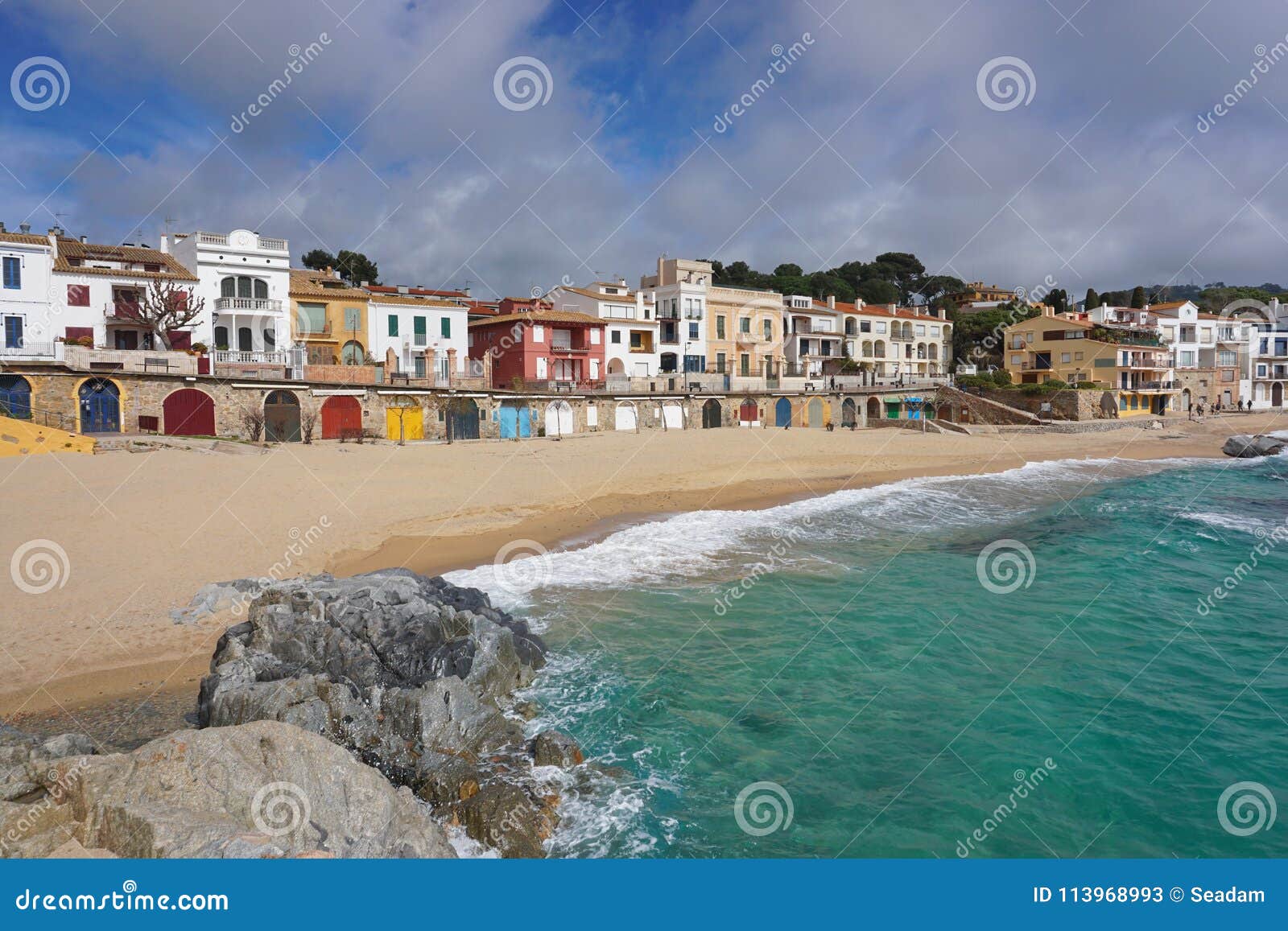 Strand Spanien Dorf-Calella-Des Palafrugell Stockbild - Bild von bunt ...