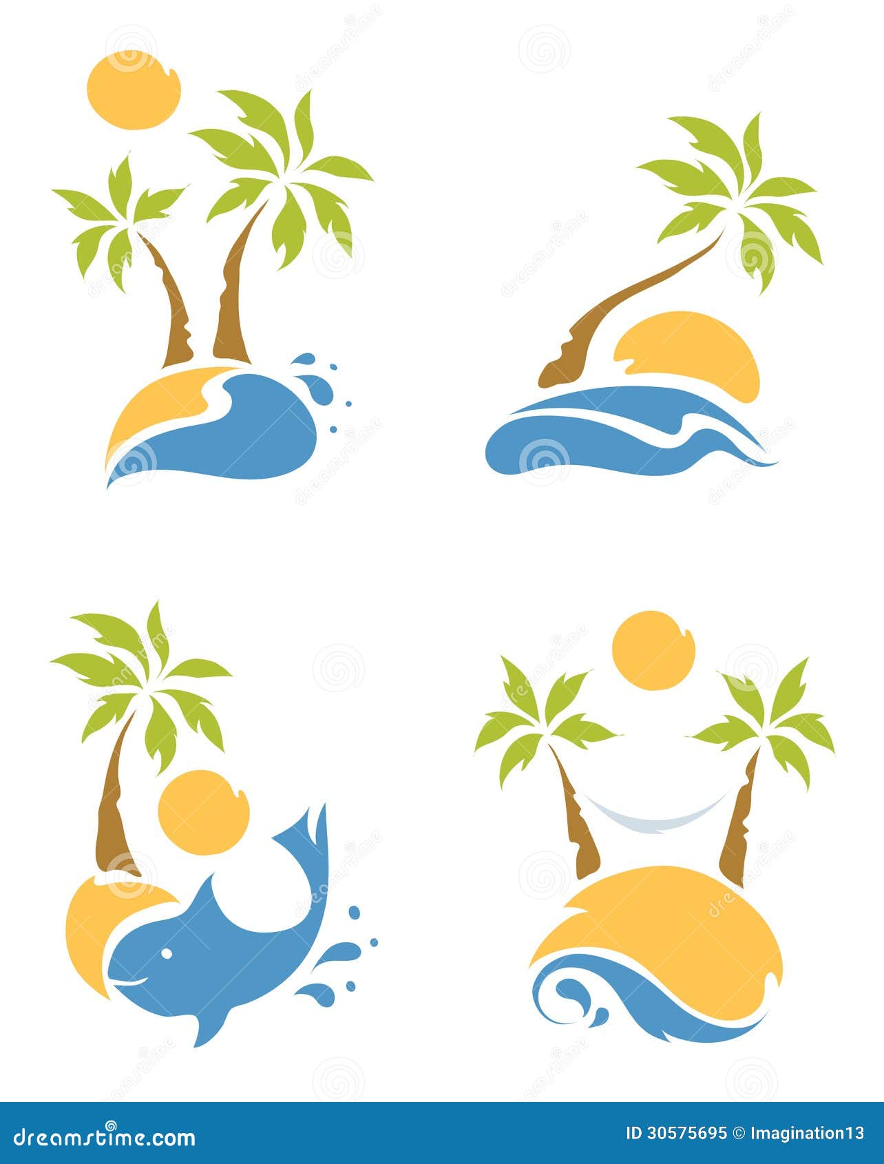 Strand und Palmen vektor abbildung. Illustration von gruppe - 30575695