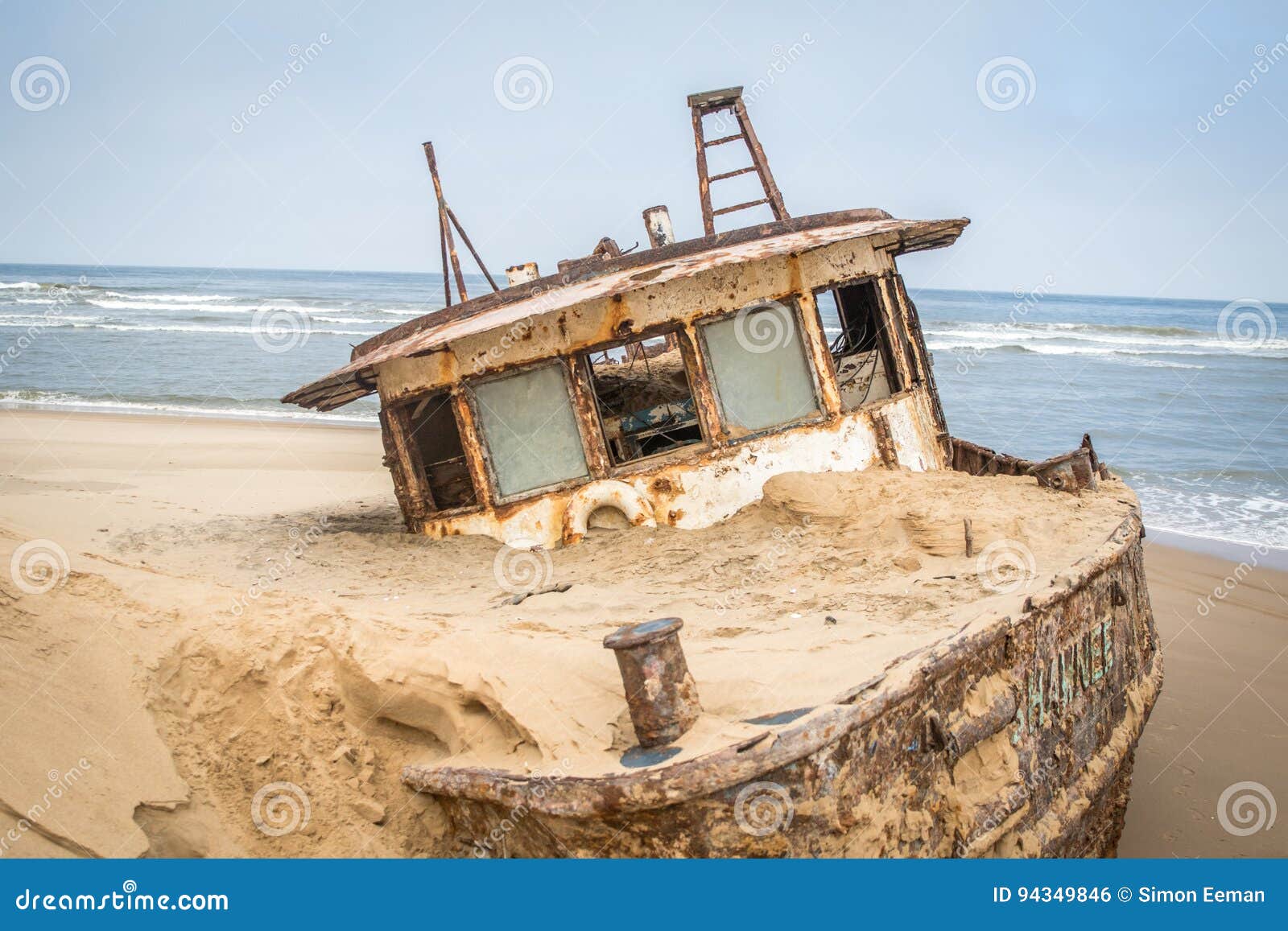 Stranded Boat at the Coast of the Namibian Desert. Editorial Photo ...