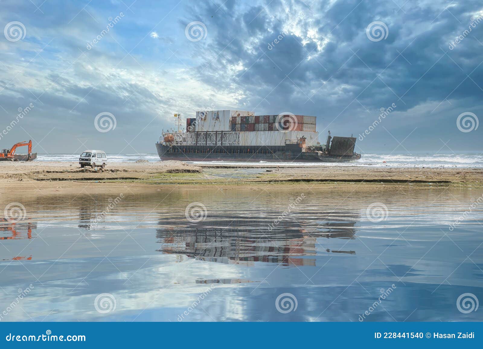 Stranded Cargo Ship at Karachi Beach Editorial Image - Image of port ...