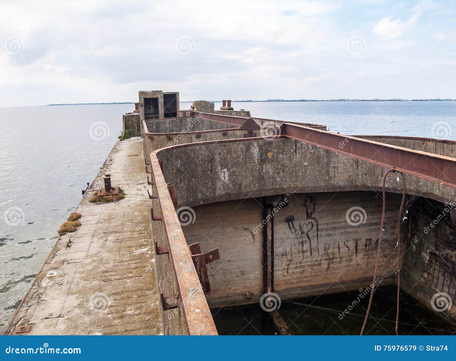Stranded concrete ship stock image. Image of motor, accrued - 75976579