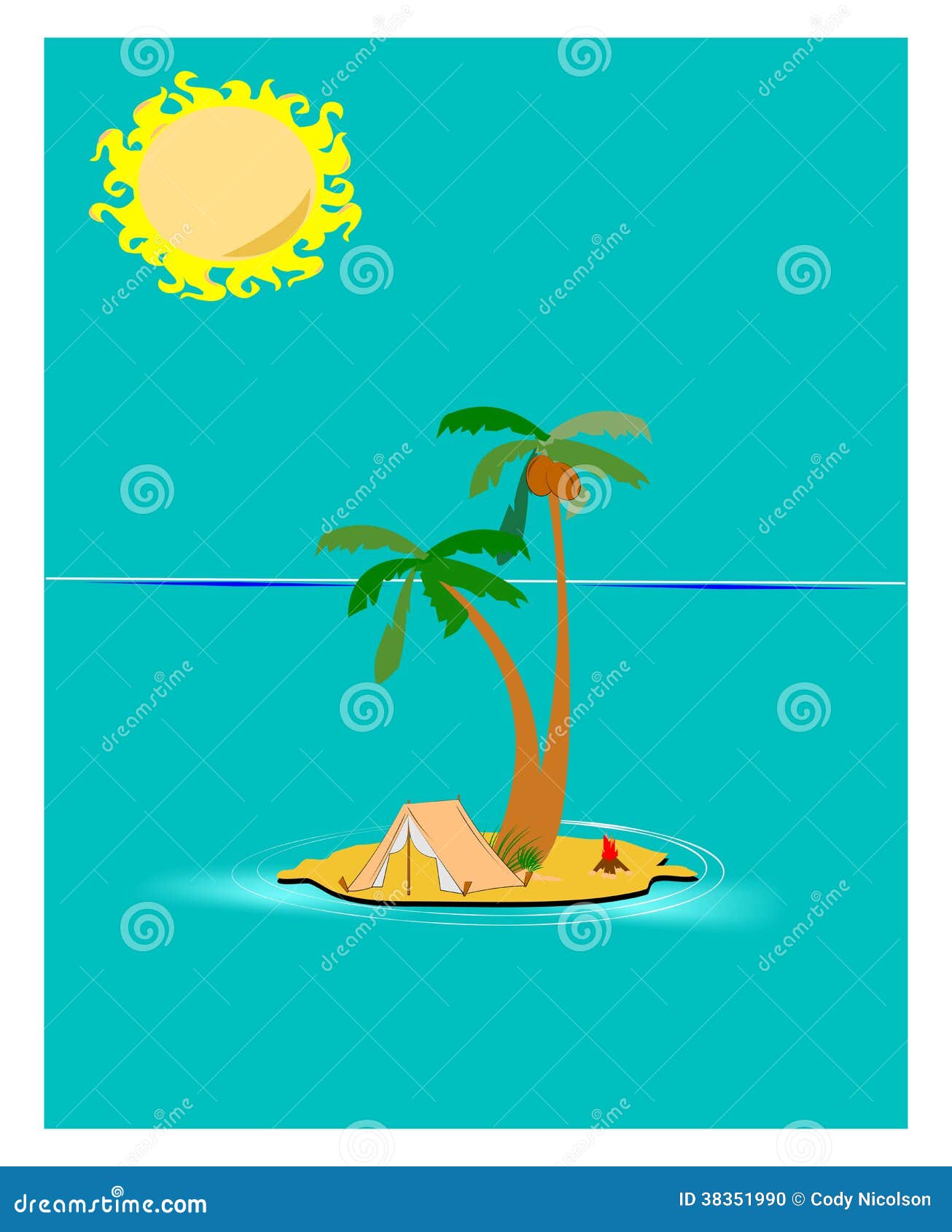Stranded on a Deserted Island Stock Illustration - Illustration of ...