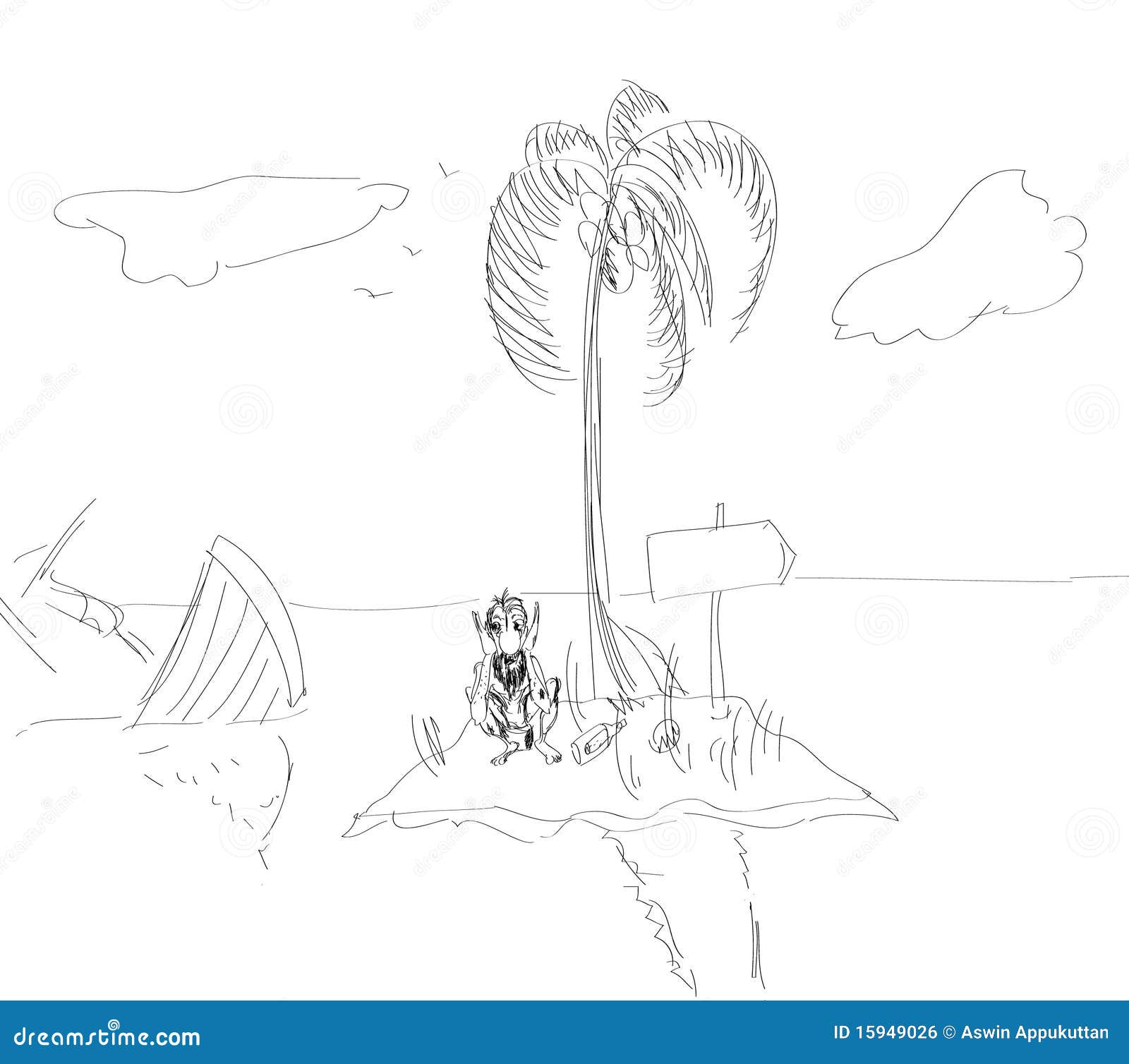Stranded on an island stock illustration. Illustration of swim - 15949026
