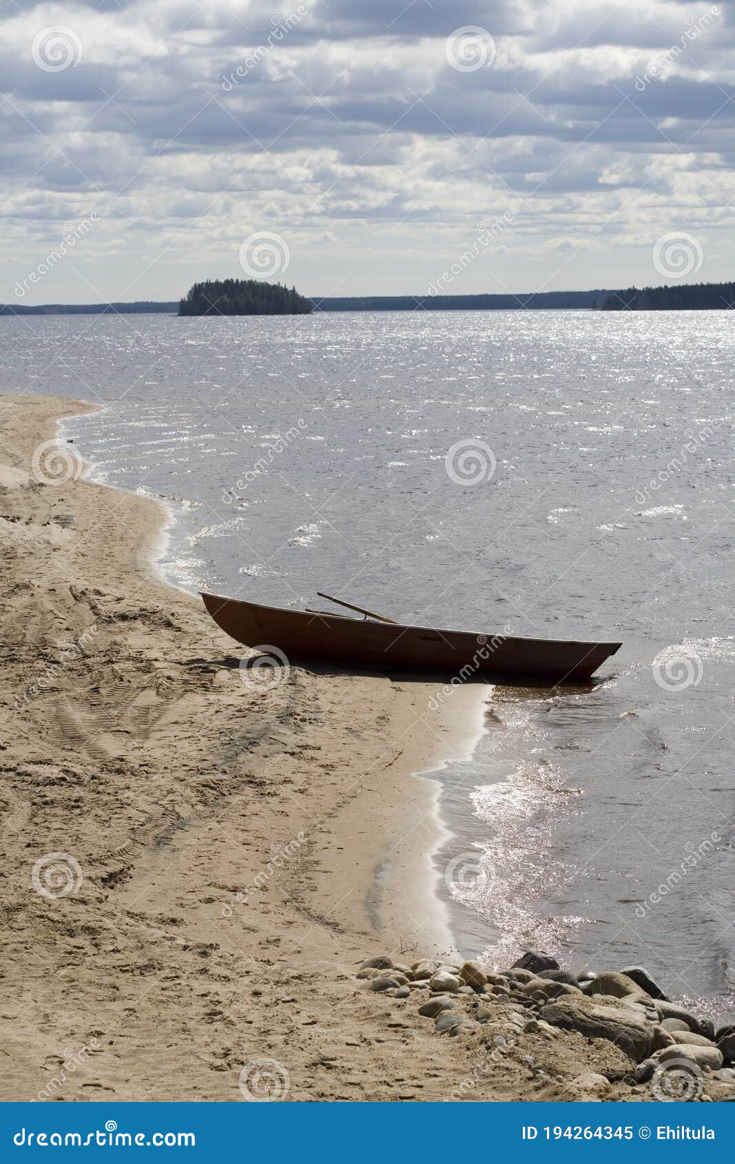 Stranded Row-boat on a Beach Stock Image - Image of sand, forest: 194264345